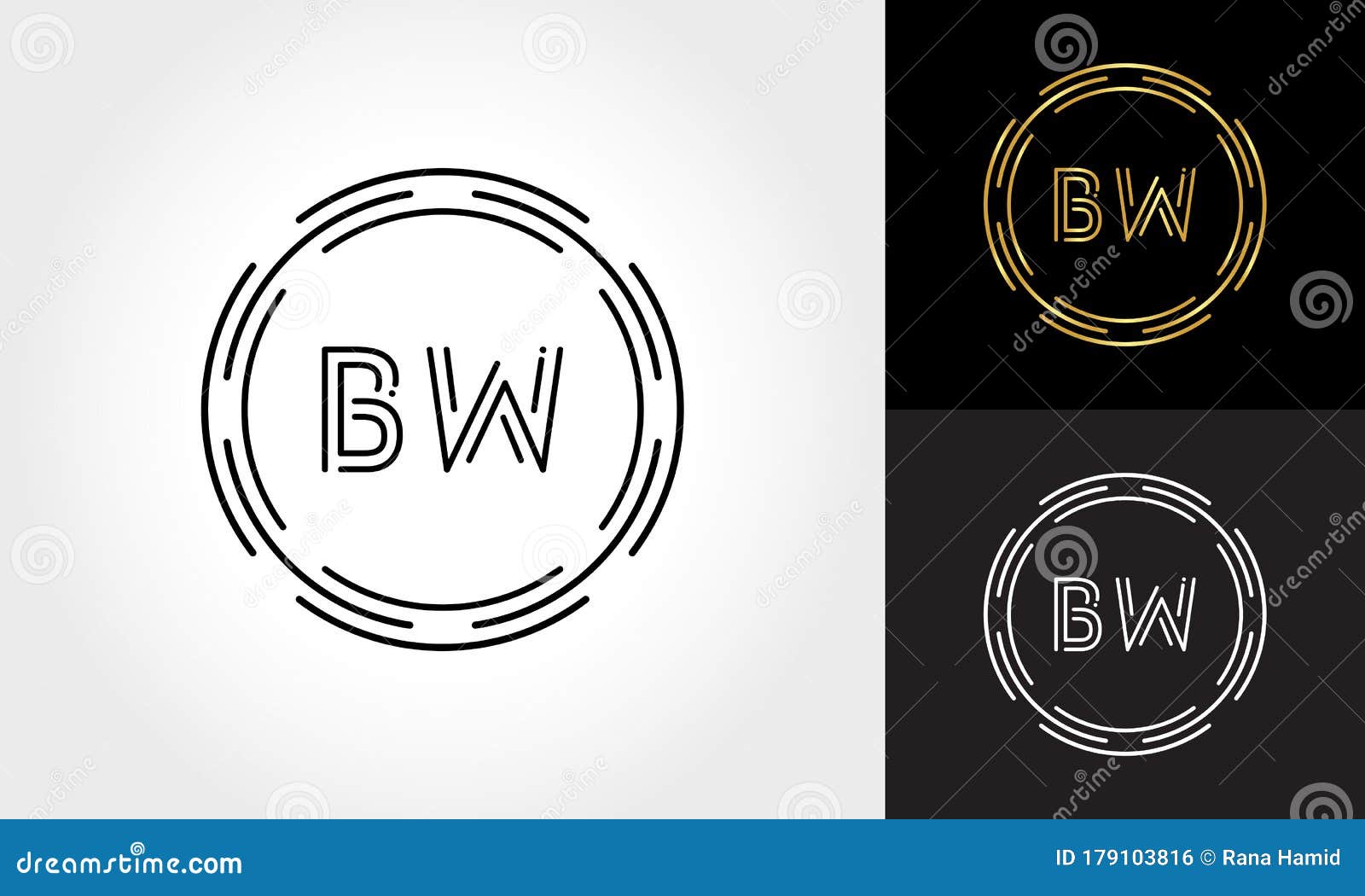 Initial Letter BW Logo Creative Typography Vector Template. Digital ...