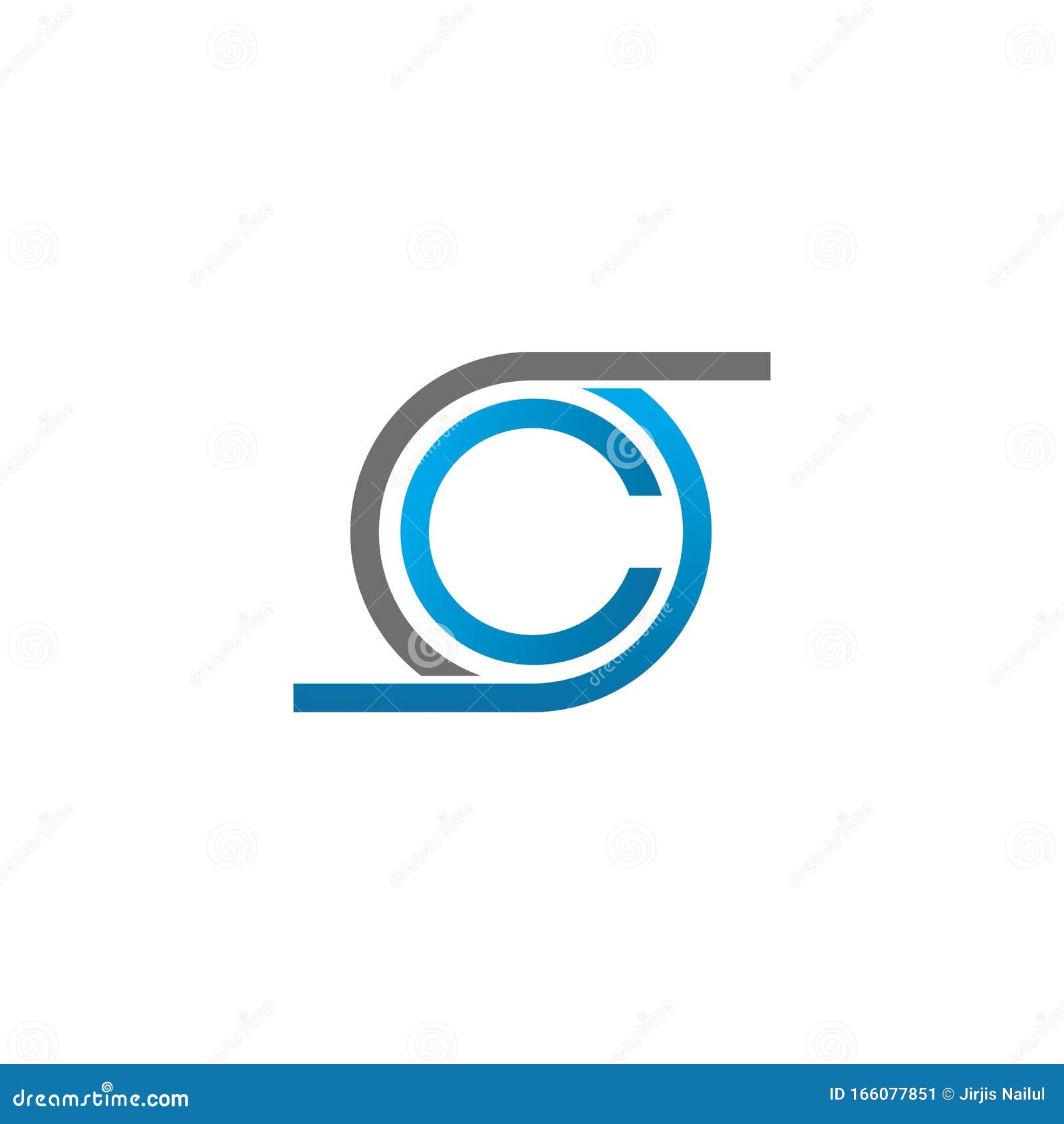 Initial Letter C with Circle Shape in Blue and Grey Stock Vector ...