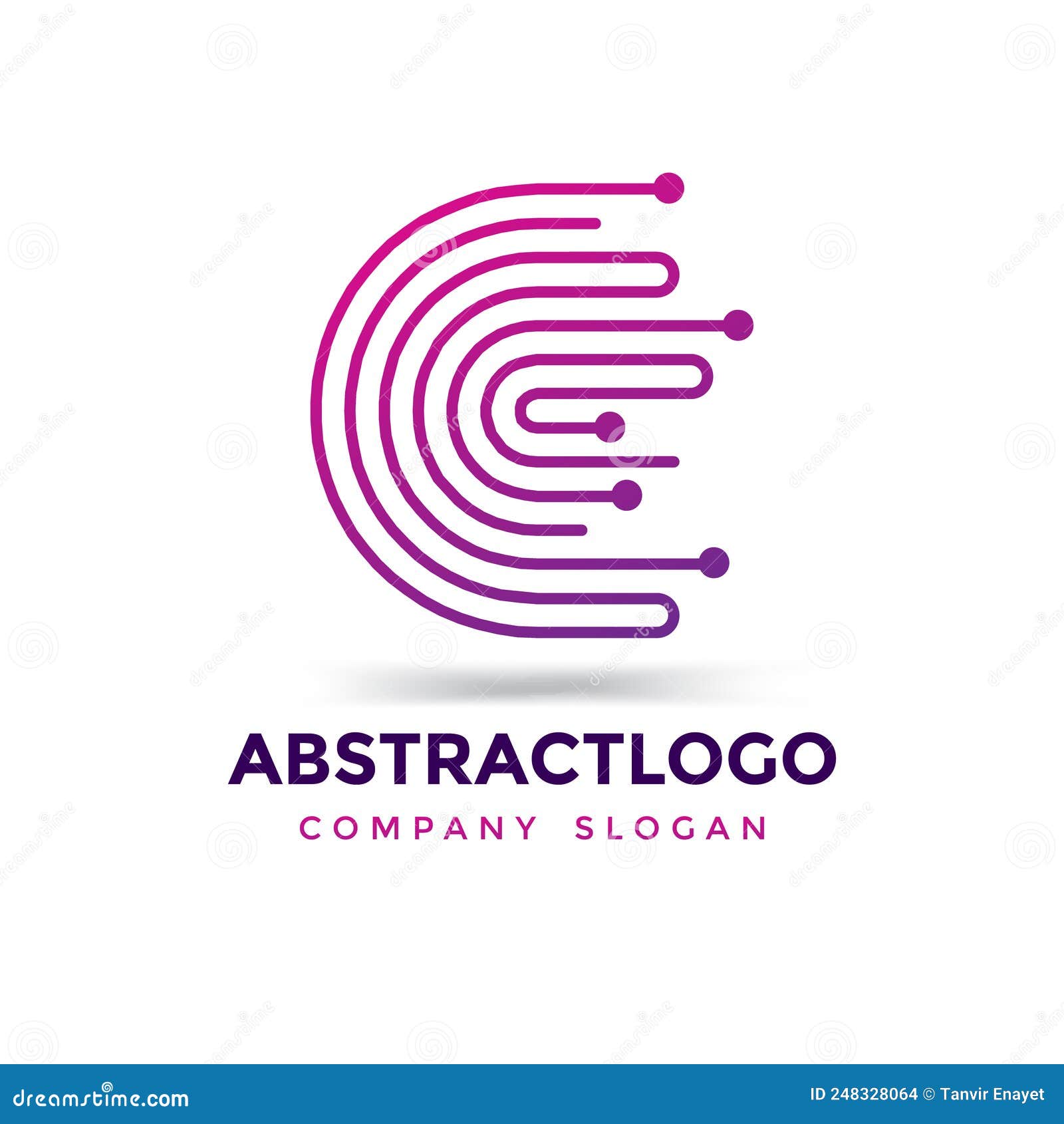 Initial Letter C Digital Technology Abstract Dot Circle Logo Icon ...