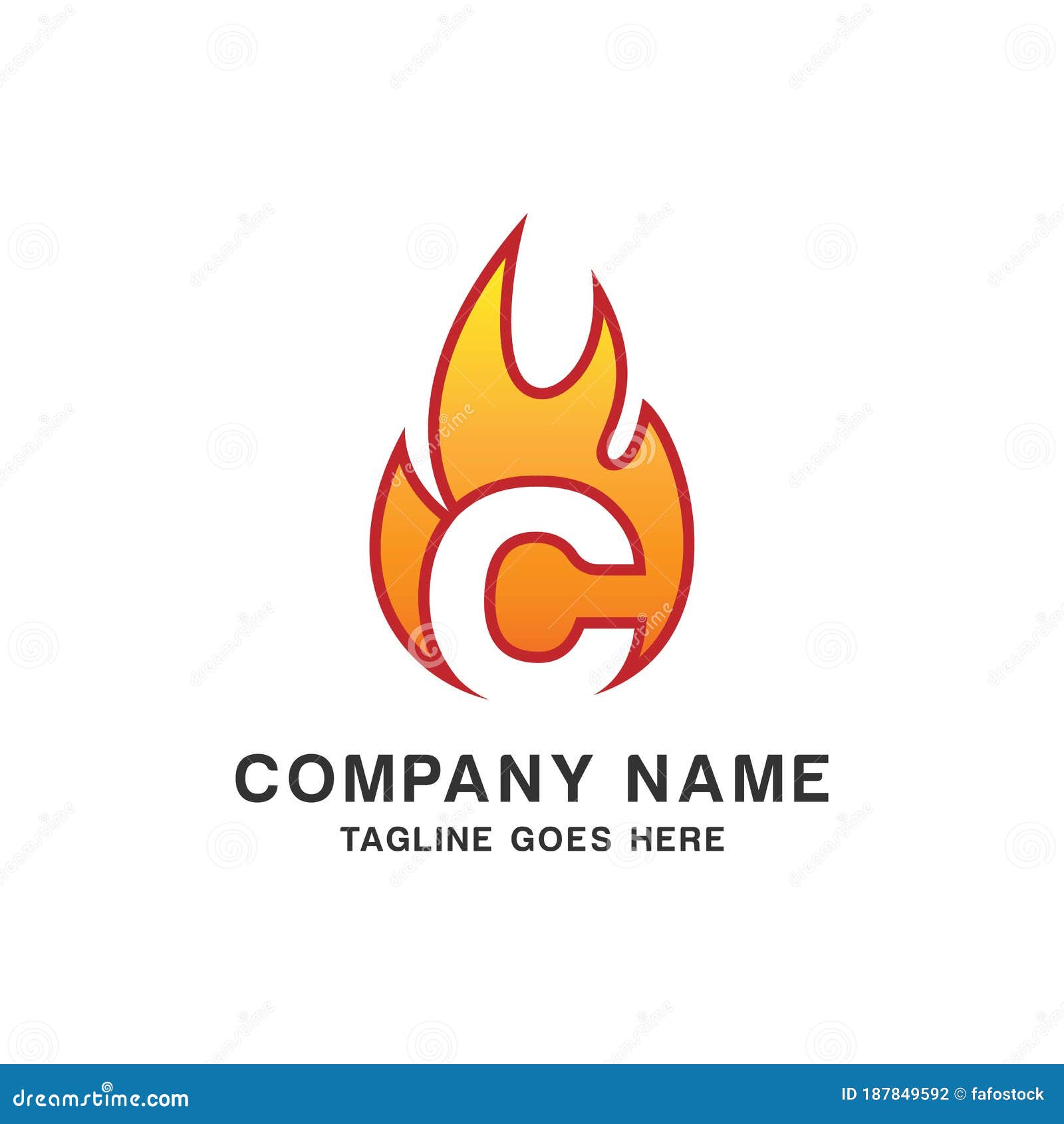 Initial Letter C with Flame Fire Logo Design Template Stock Vector ...