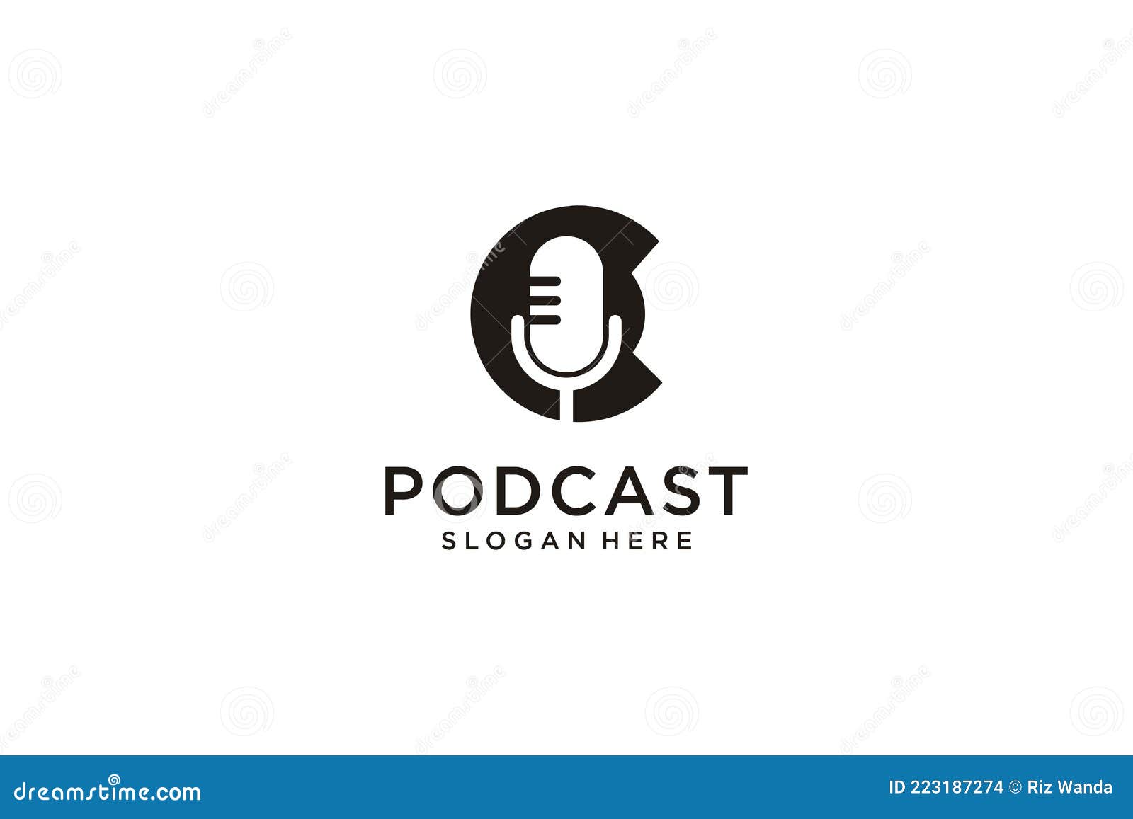 Initial Letter C with Microphone Podcast Logo Design Template Stock ...