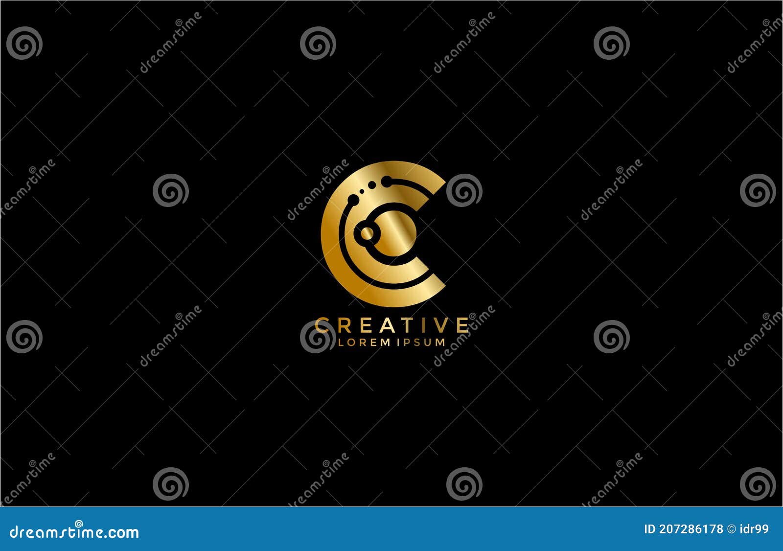 Initial Letter C Tech Style Golden Logo Design Template Stock ...