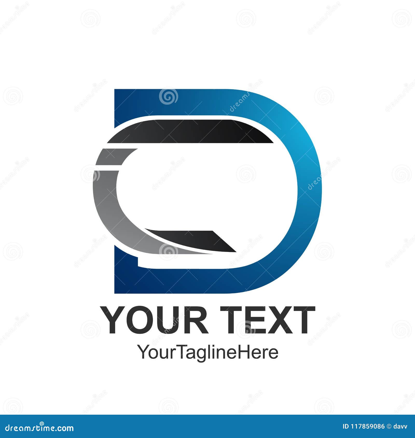 Initial Letter CD or DC Logo Design Template Element Colored Black Blue ...