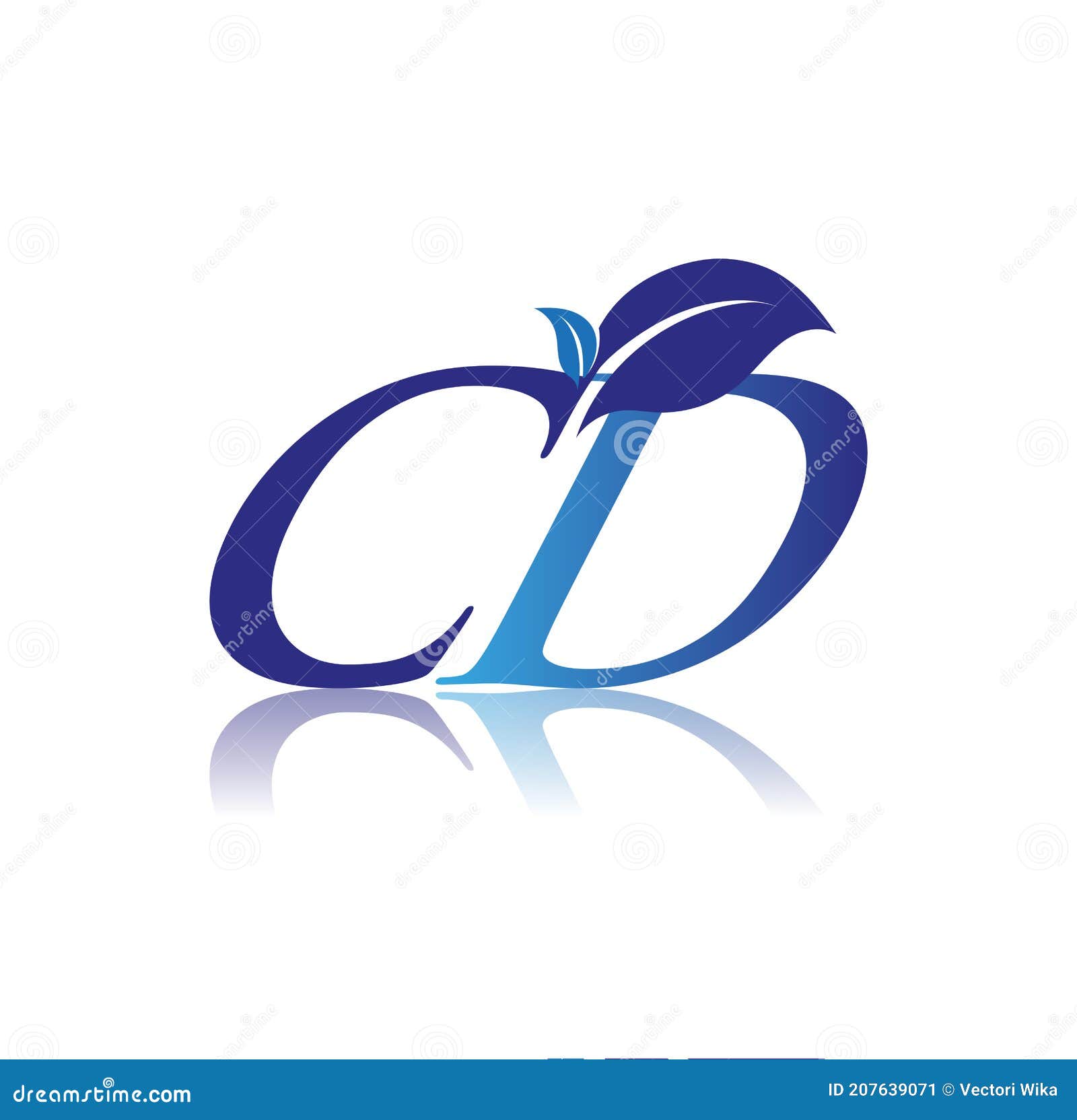 Initial Letter CD with Leaf Logo, Colored Blue Nature and Environment ...