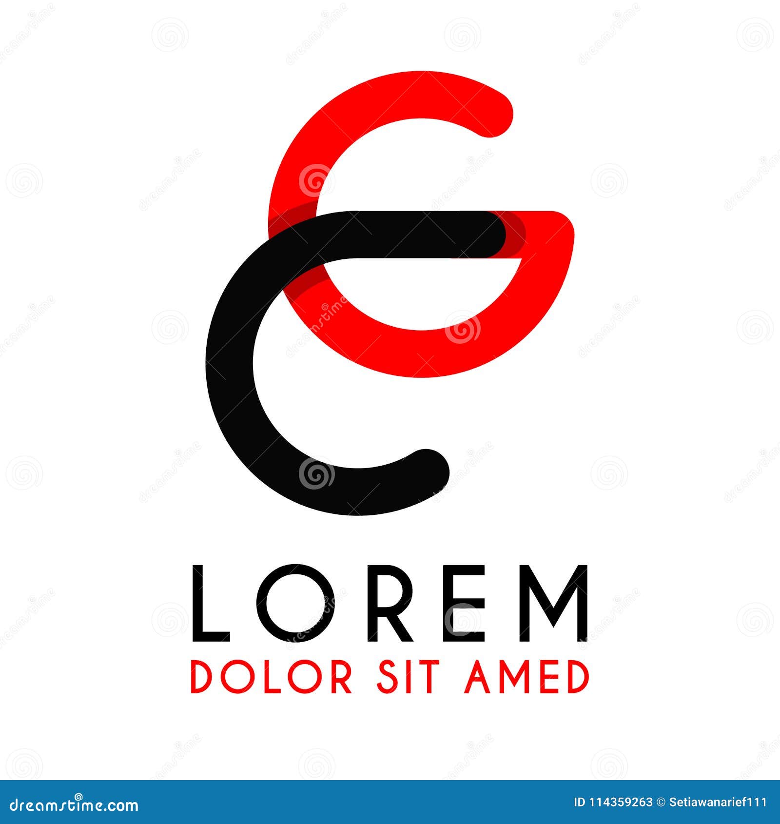 Initial Letter CG with Red Black and Has Rounded Corners Stock Vector ...