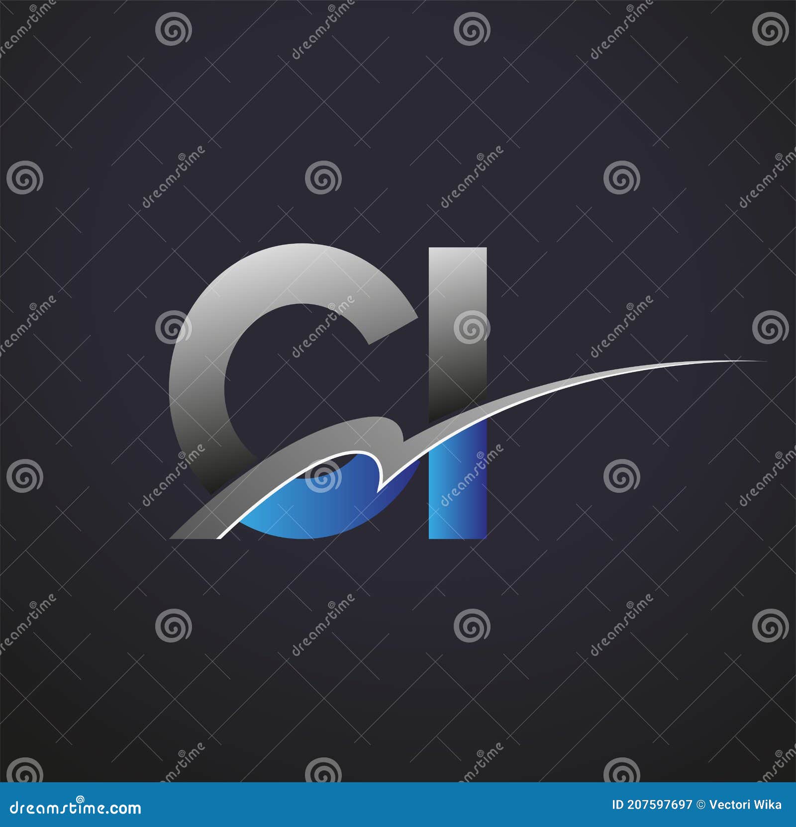 Initial Letter CI Logotype Company Name Colored Blue and Grey Swoosh ... Initial Letter CI Logotype Company Name Colored Blue and Grey Swoosh ...