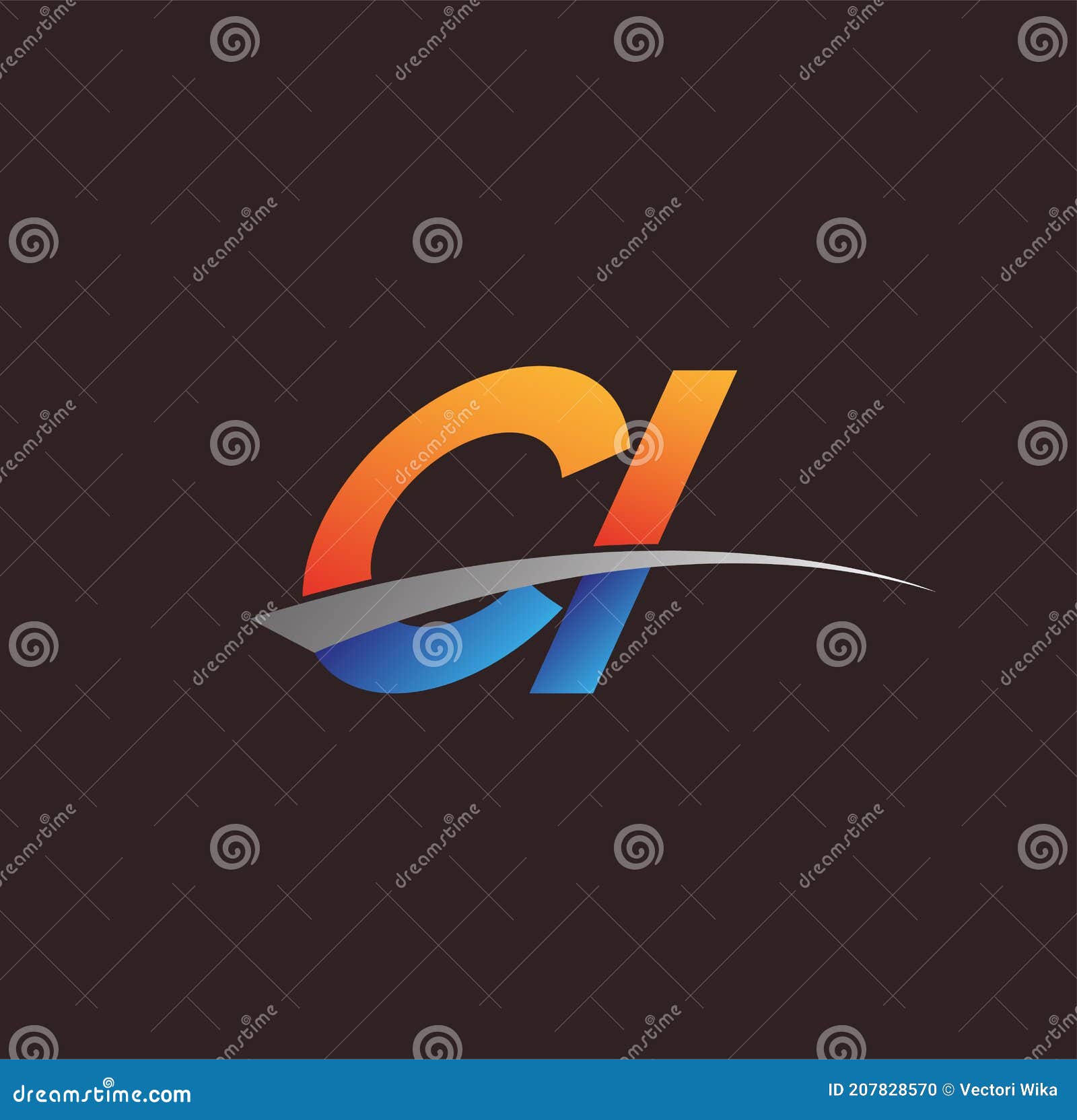 Initial Letter CI Logotype Company Name Colored Orange and Blue and ... Initial Letter CI Logotype Company Name Colored Orange and Blue and ...
