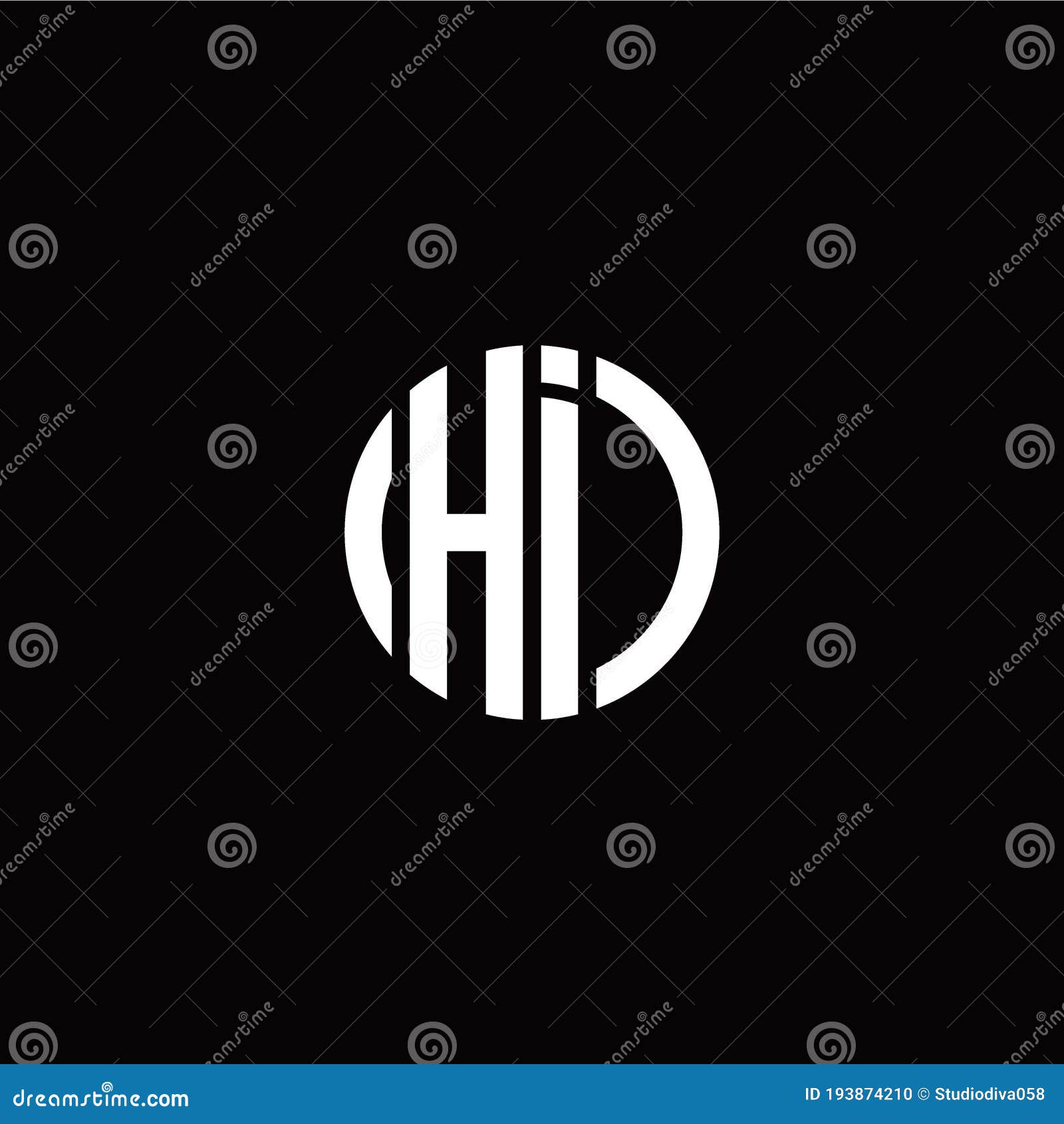 Initial H I Letter with Circle Style Logo Template Vector Stock Vector ...