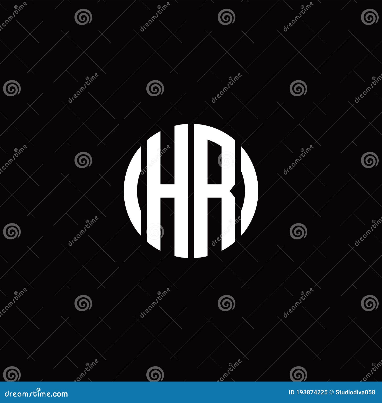 Initial H R Letter with Circle Style Logo Template Vector Stock Vector ...