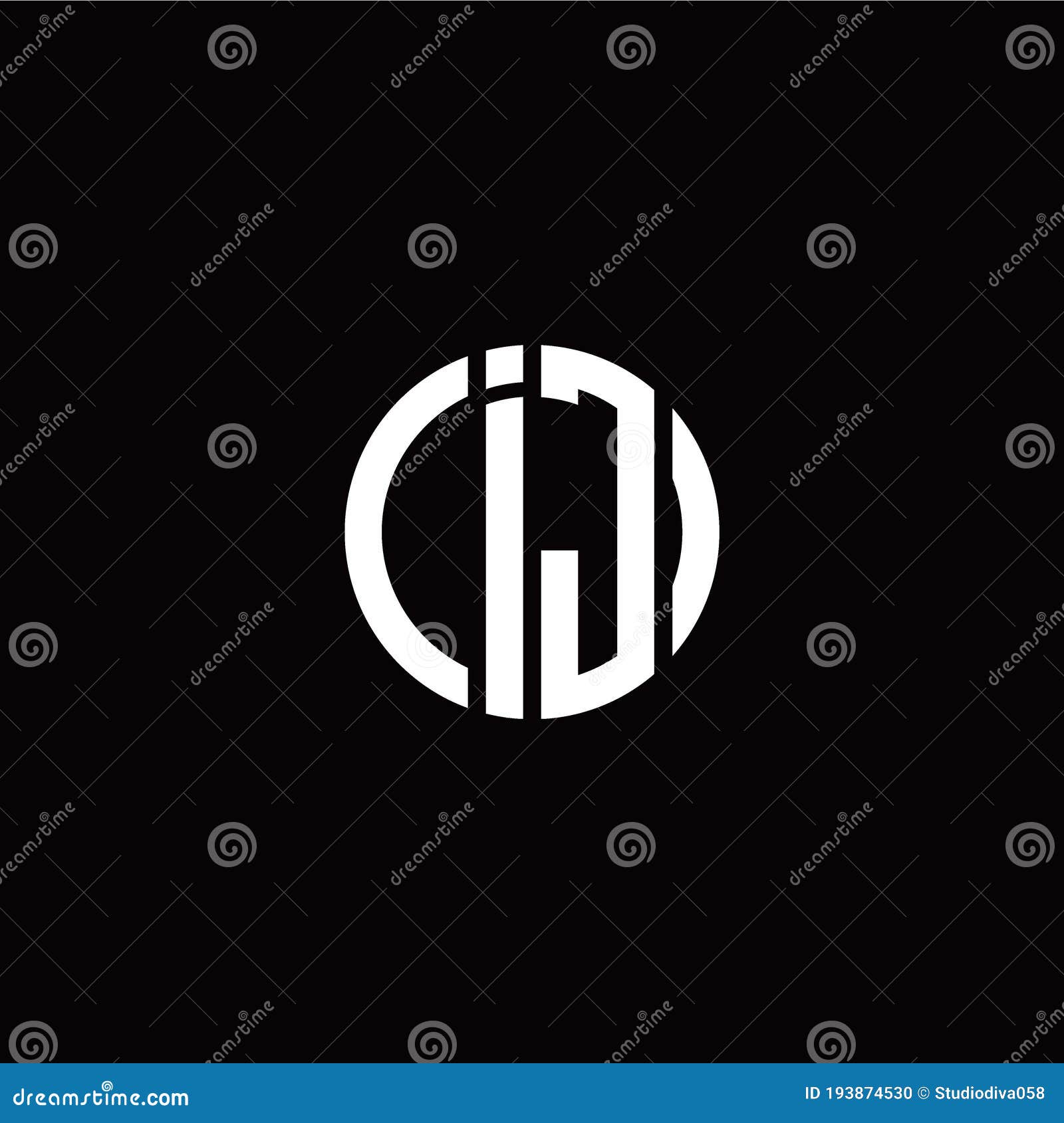 Initial I J Letter with Circle Style Logo Template Vector Stock Vector ...