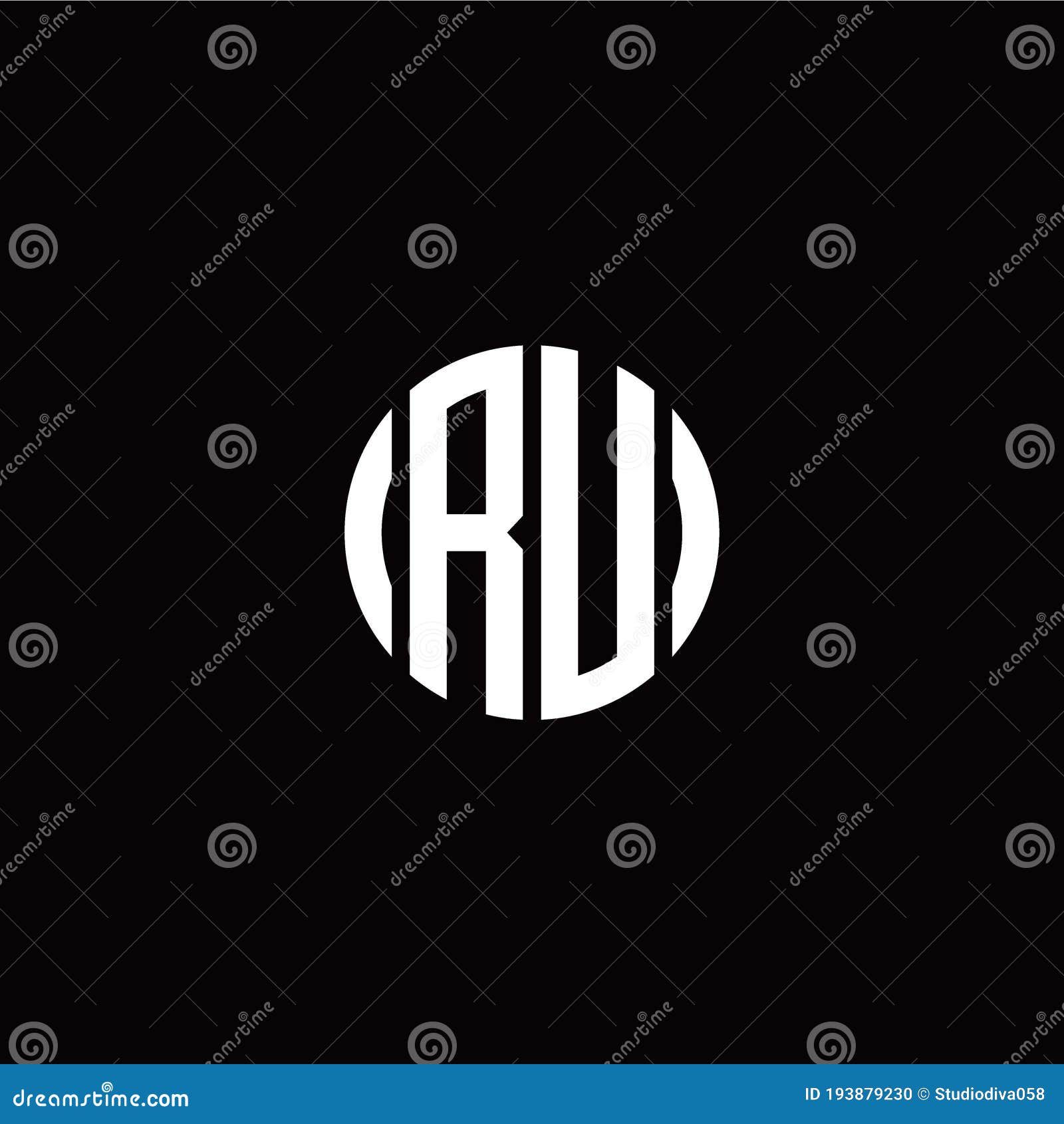 Initial R U Letter with Circle Style Logo Template Vector Stock Vector ...