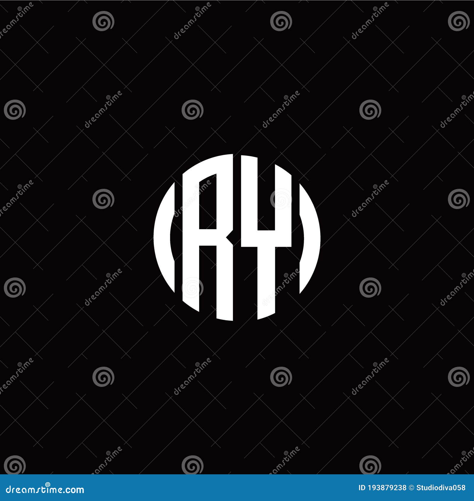 Initial R Y Letter with Circle Style Logo Template Vector Stock Vector ...