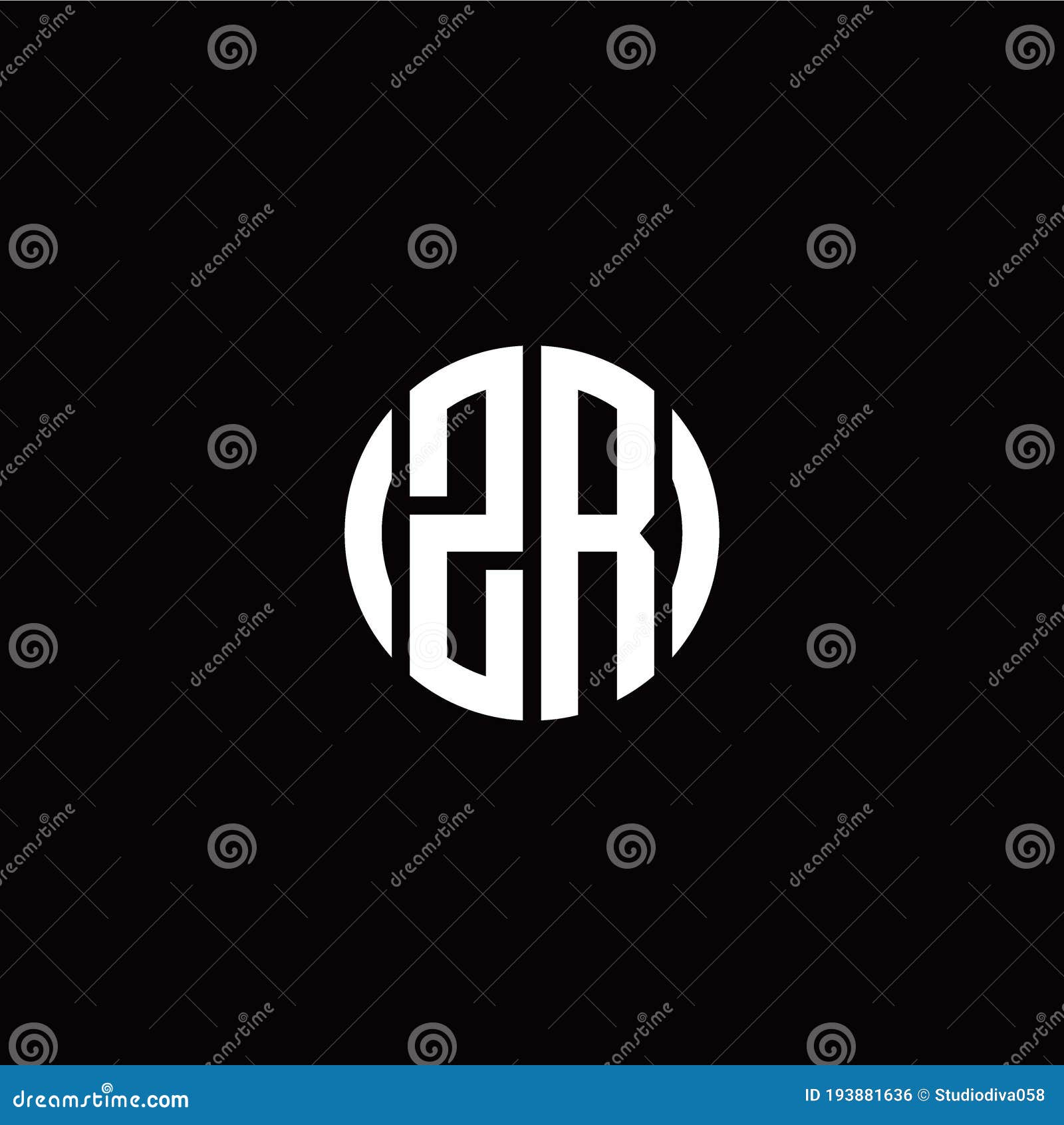 Initial Z R Letter with Circle Style Logo Template Vector Stock ...