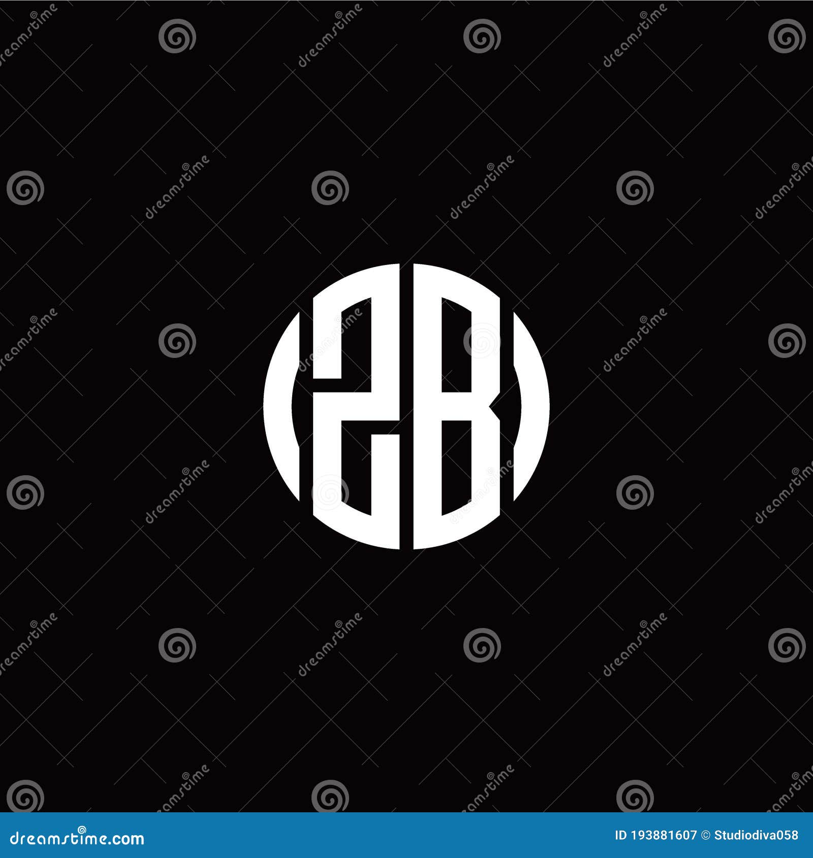 Initial Z B Letter with Circle Style Logo Template Vector Stock ...