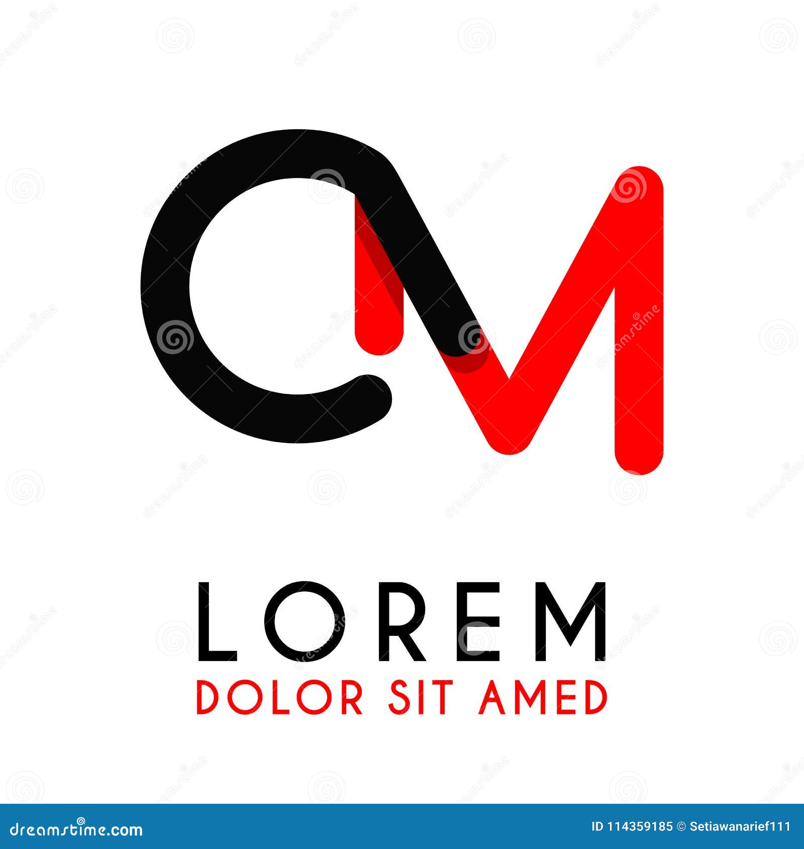 Initial Letter CM with Red Black and Has Rounded Corners Stock Vector ...