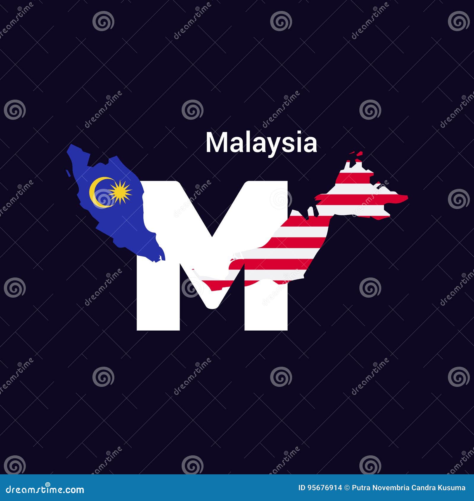 Initial Letter Country with Map and Flag Stock Vector - Illustration of ...