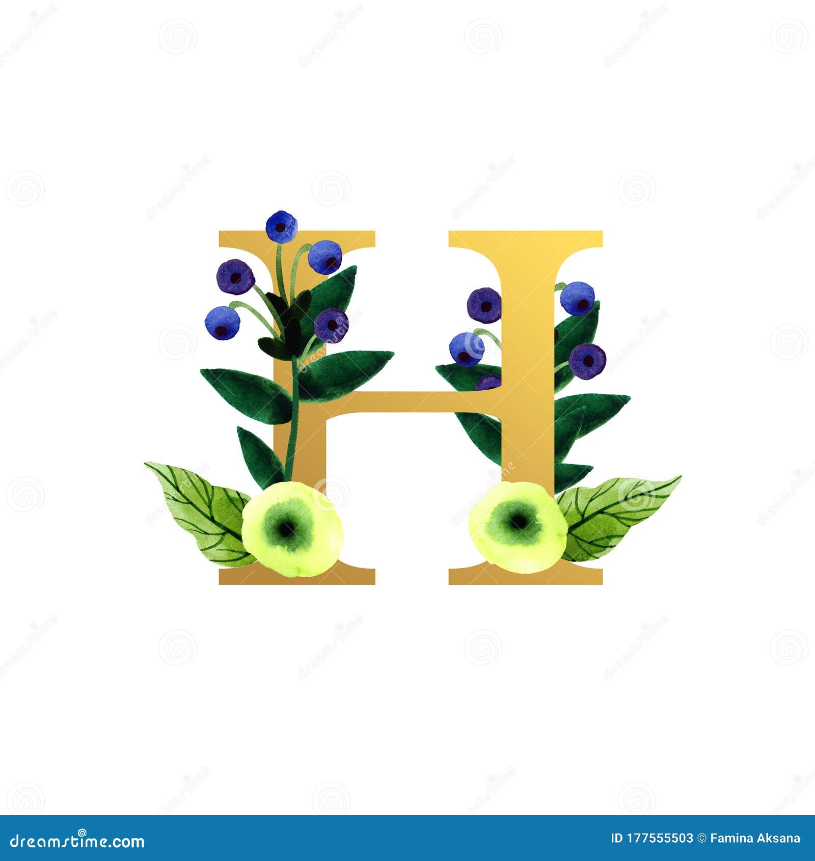 Initial Letter with Cute Naive Flowers Stock Illustration ...