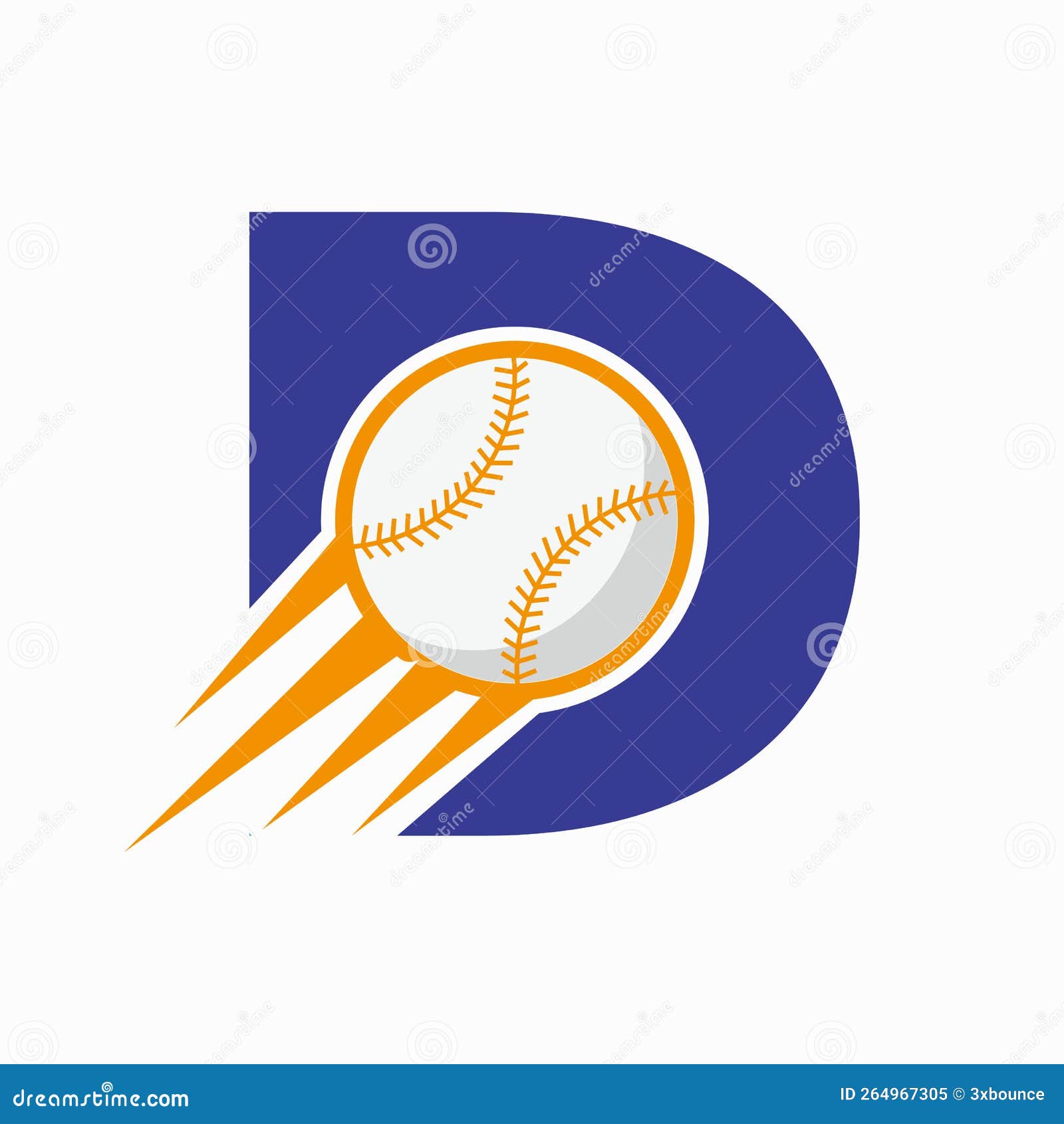 Initial Letter D Baseball Logo Concept with Moving Baseball Icon Vector ...