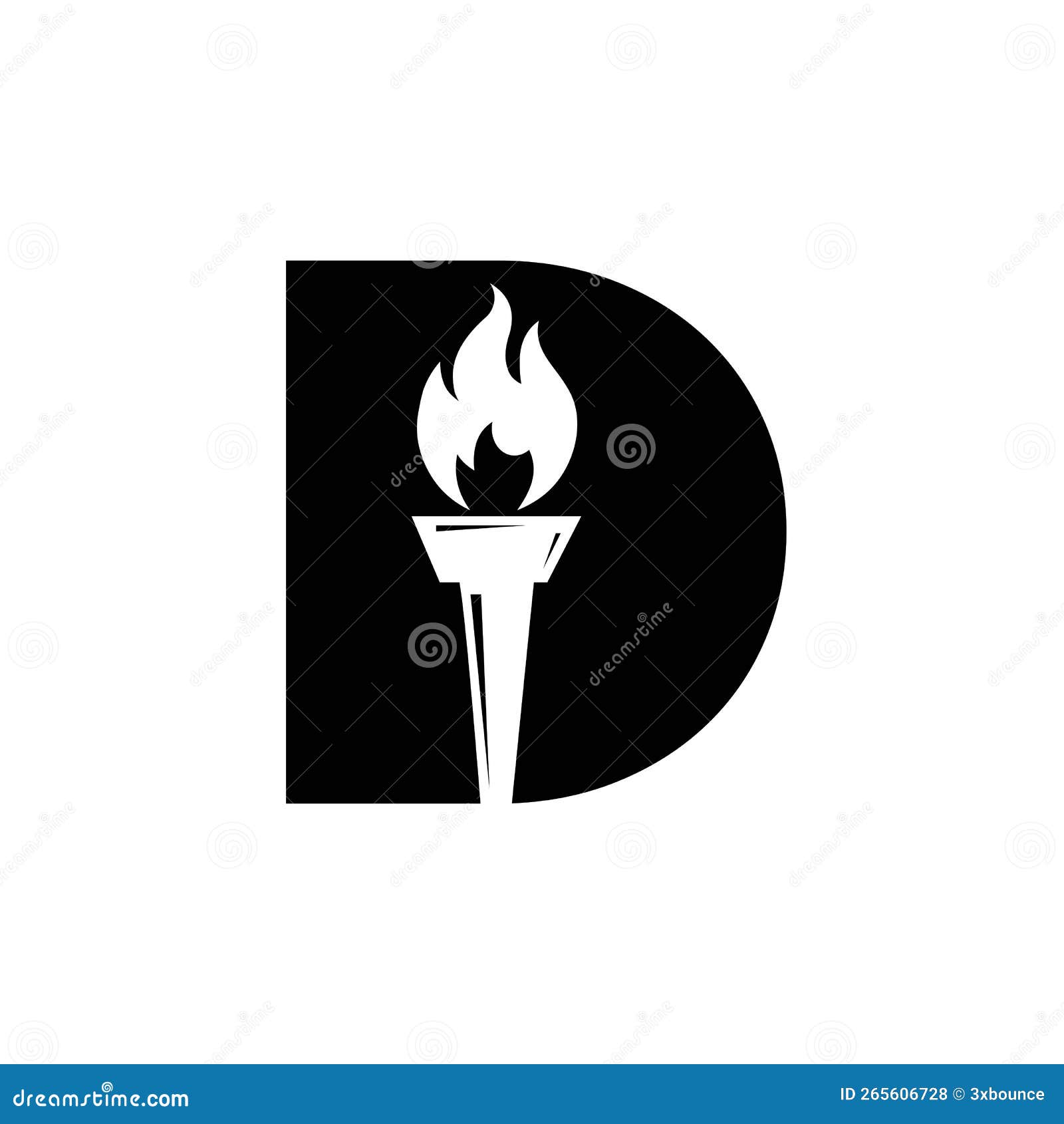 Initial Letter D Fire Torch Concept with Fire and Torch Icon Vector ...