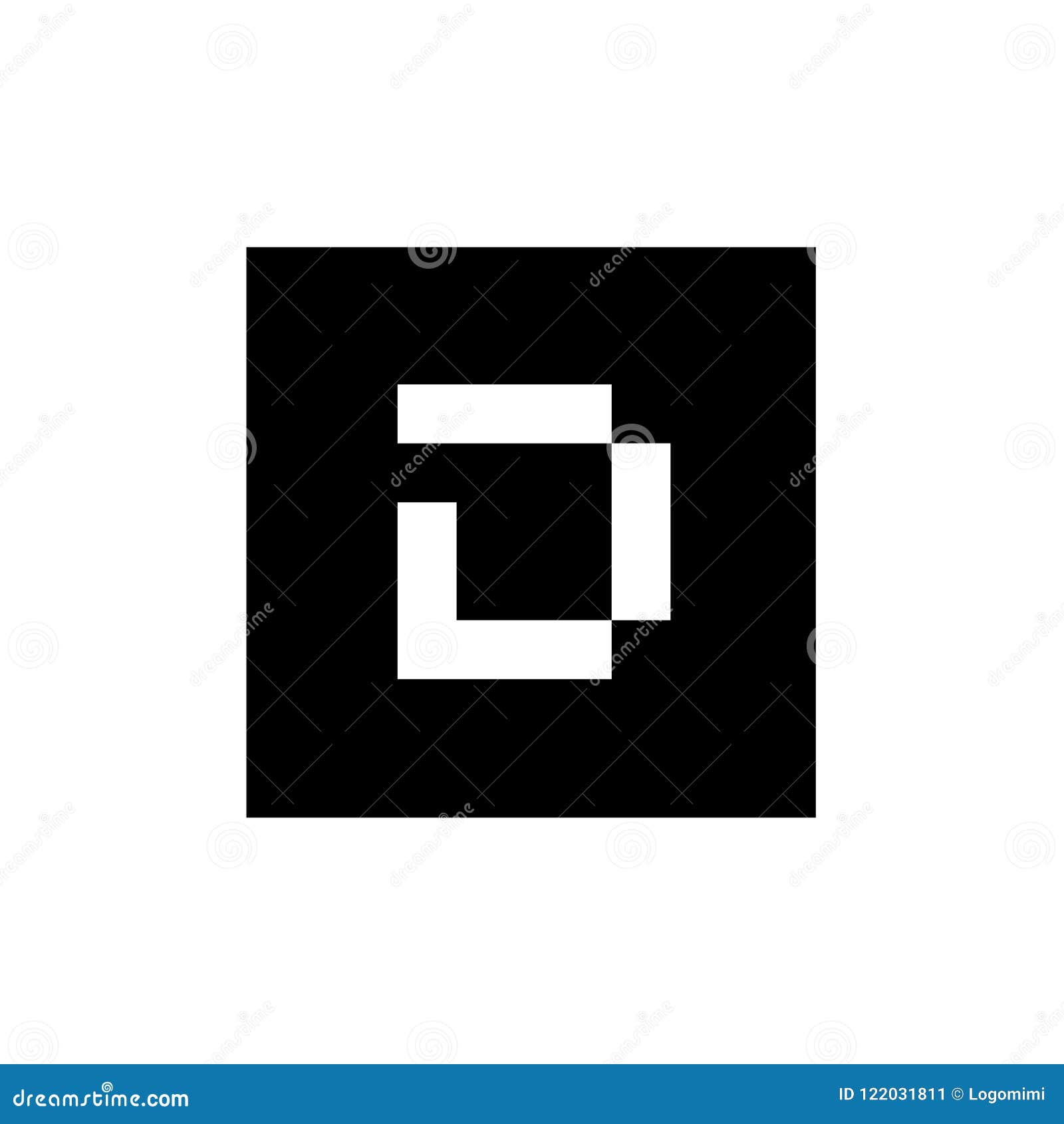 Initial Letter D Logo Icon Design, Combined with Square, Black and ...