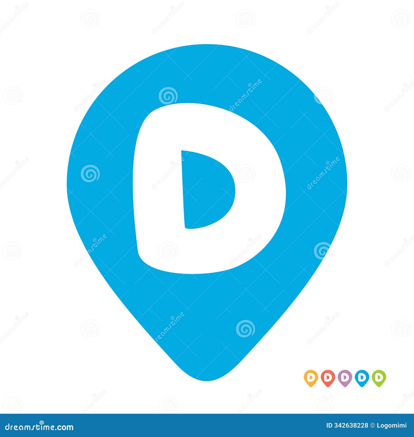 Initial Letter D Map Pin Icon, Initial D Location Pin Pointer Symbol ...