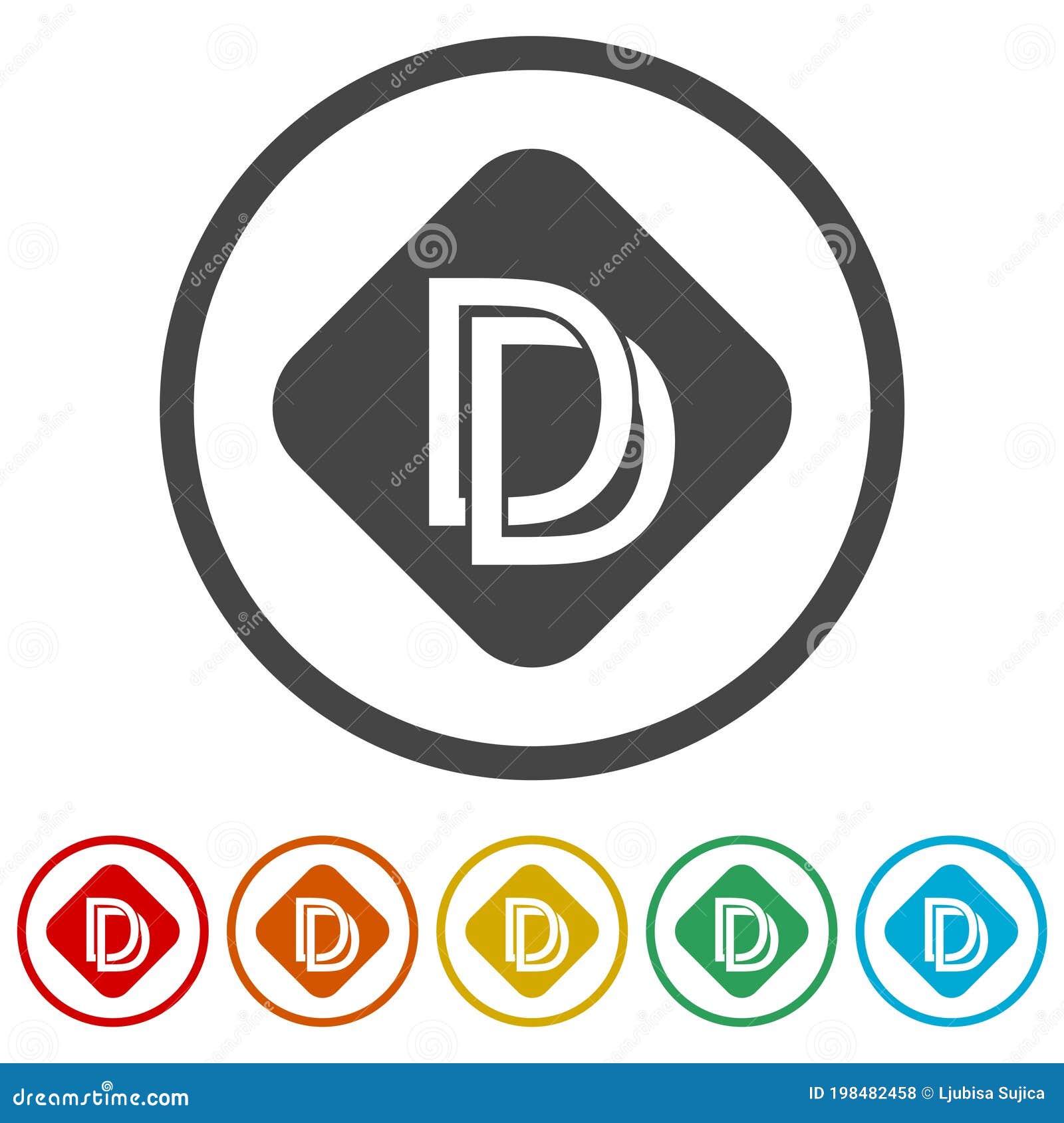 Initial Letter DD Logo Ring Icon, Color Set Stock Vector - Illustration ...
