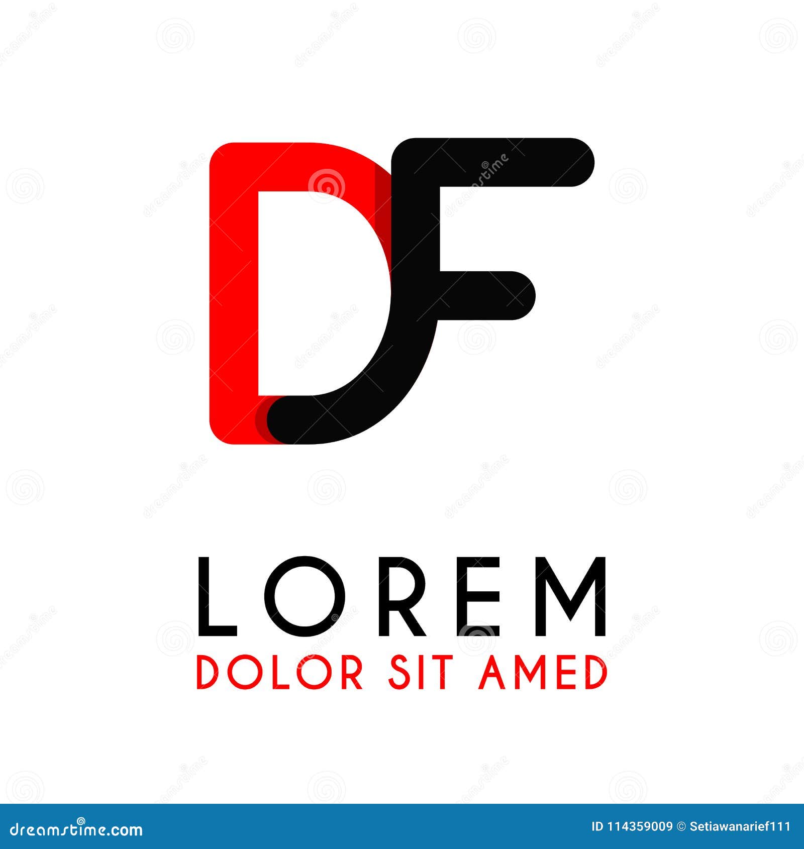 Initial Letter DF with Red Black and Has Rounded Corners Stock Vector ...