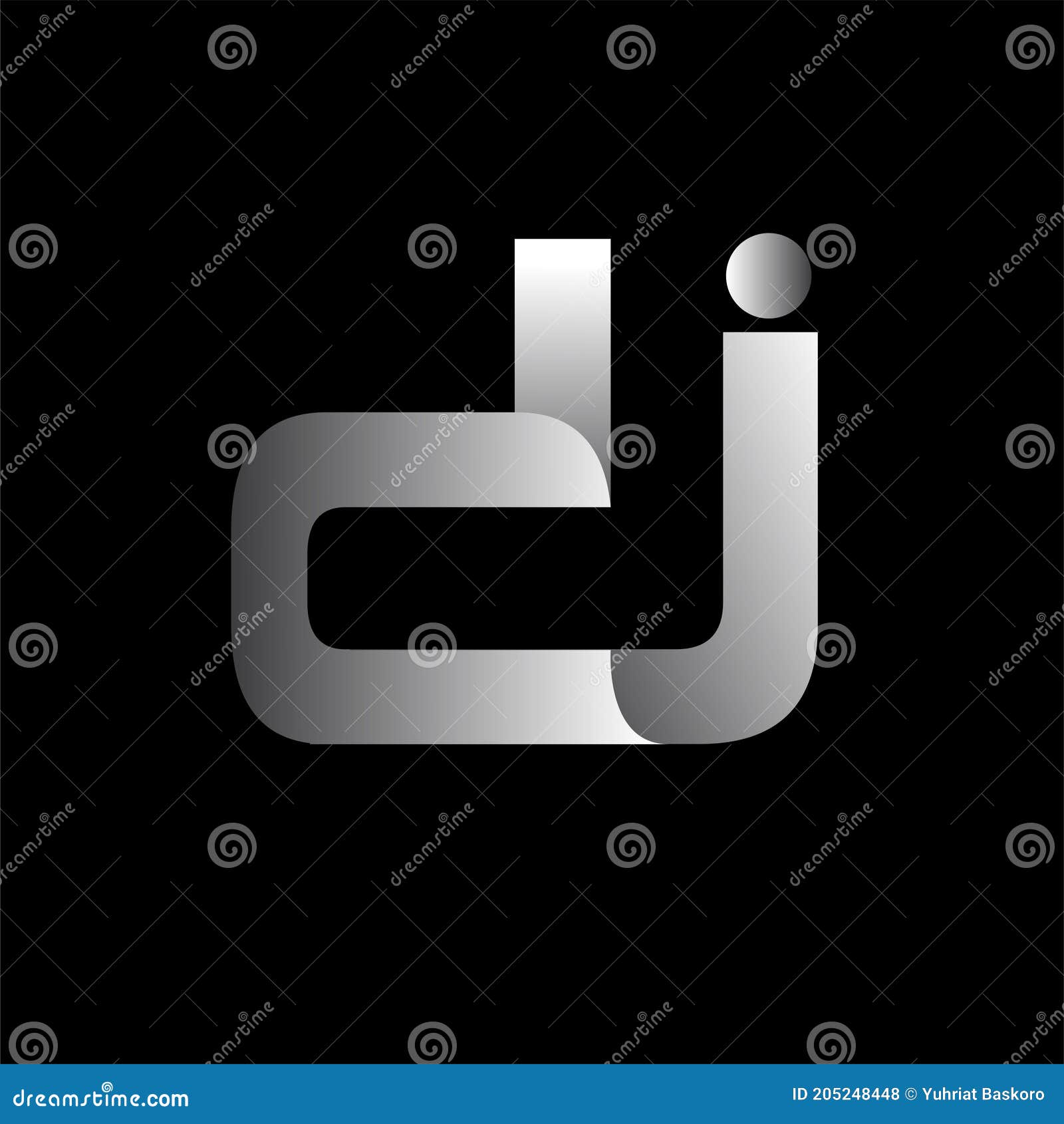 Initial Letter DJ Uppercase Modern and Simple Logo Linked White Colored ...