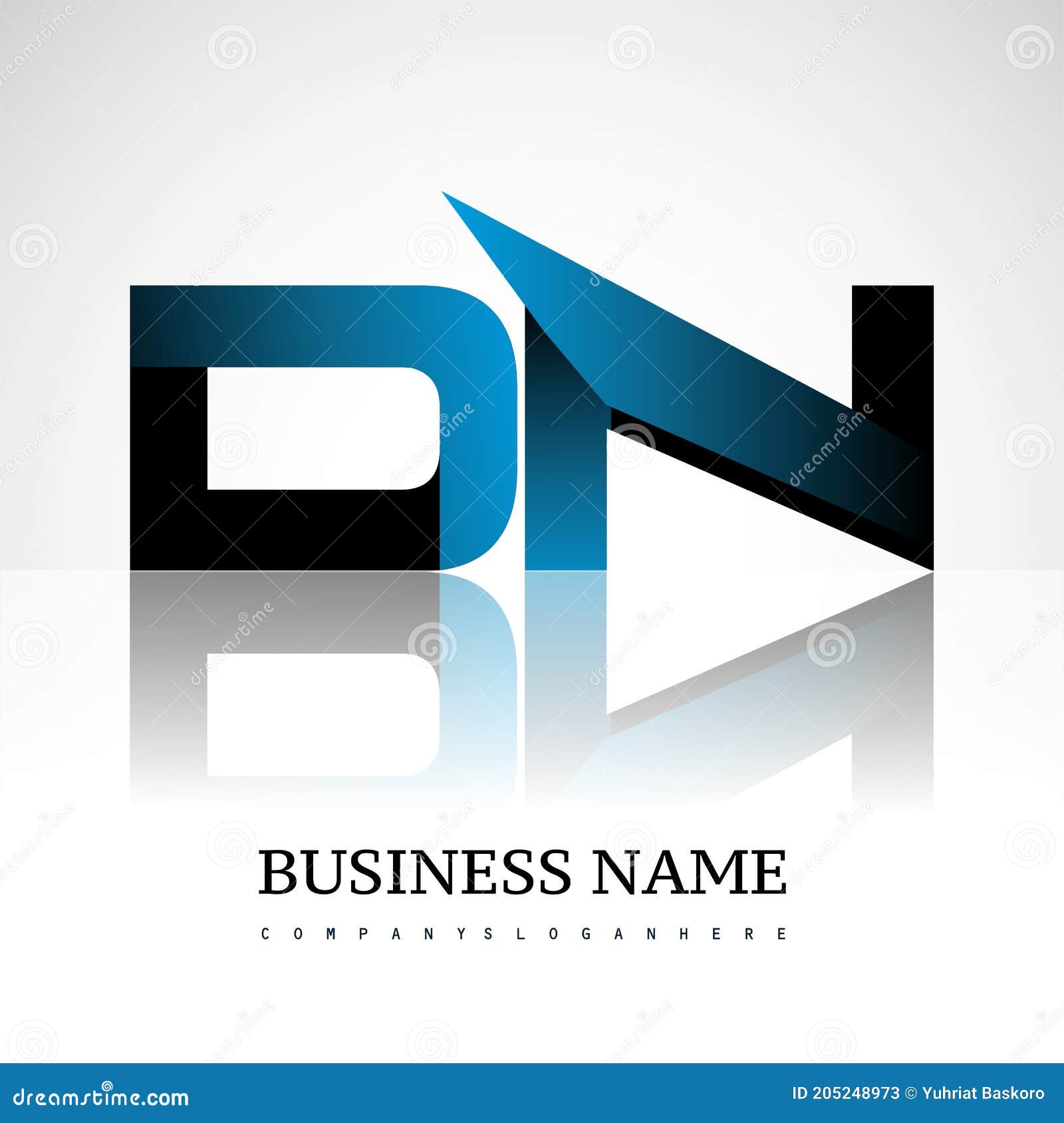 Initial Letter DN Uppercase Modern and Simple Logo Linked Blue and ...