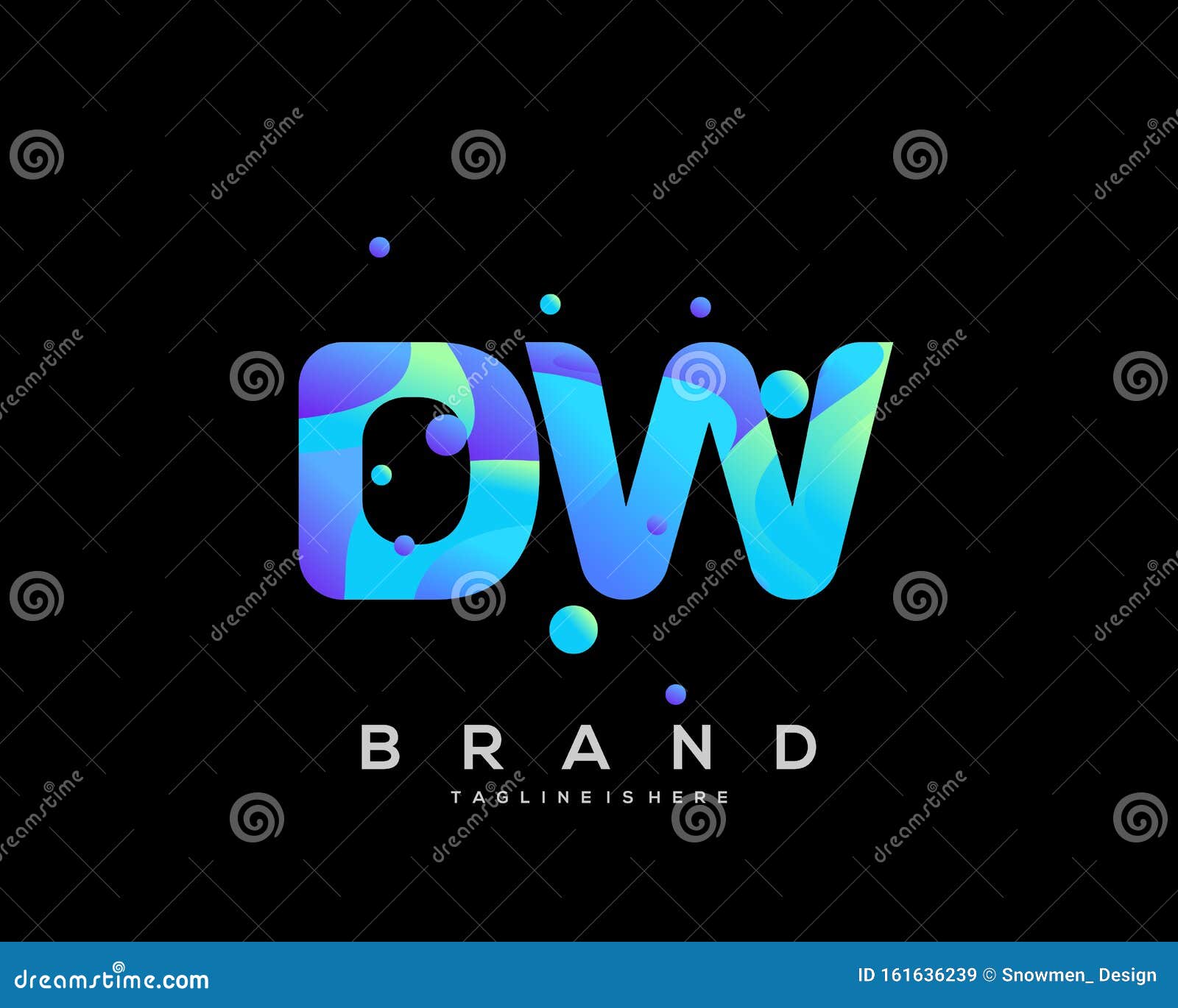 Initial Letter DW Logo with Colorful Circle Background, Letter ...