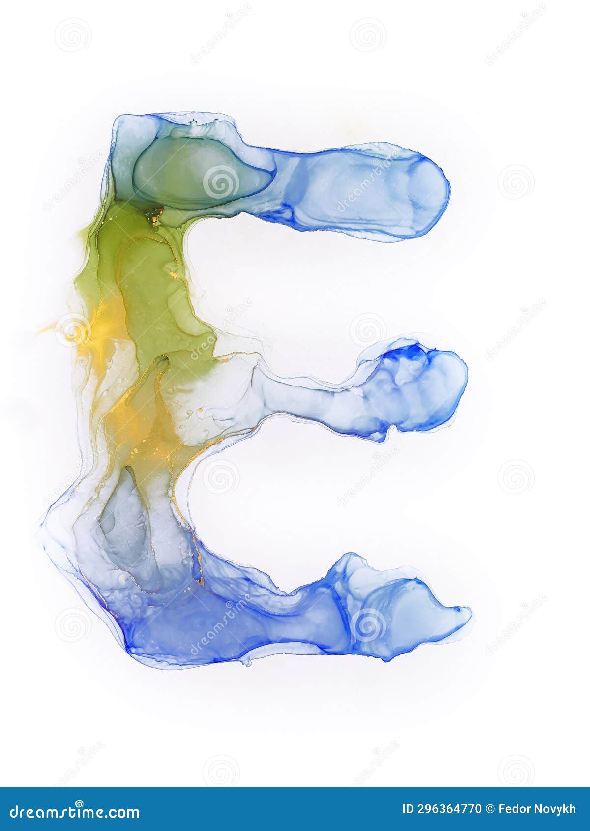 Initial Letter E in Abstract Hand-painted Alcohol Ink Technique Stock ...