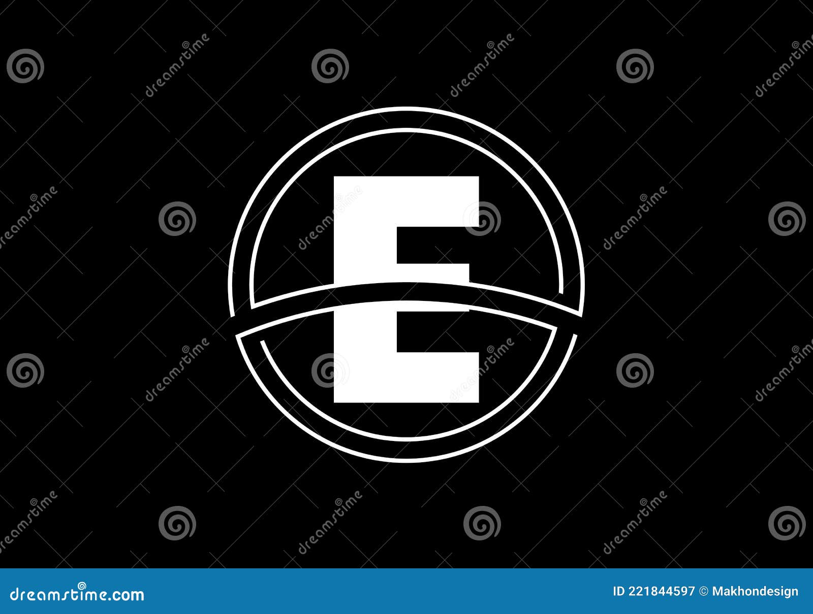 Initial Letter E with Circle Frame. Graphic Alphabet Symbol for ...