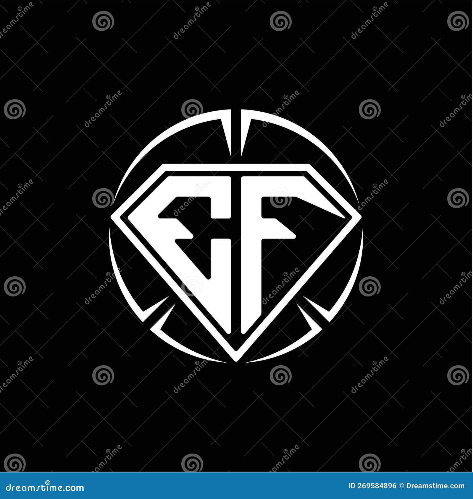 Initial Letter E F is in the Shape of a Diamond with a Circular Circle ...