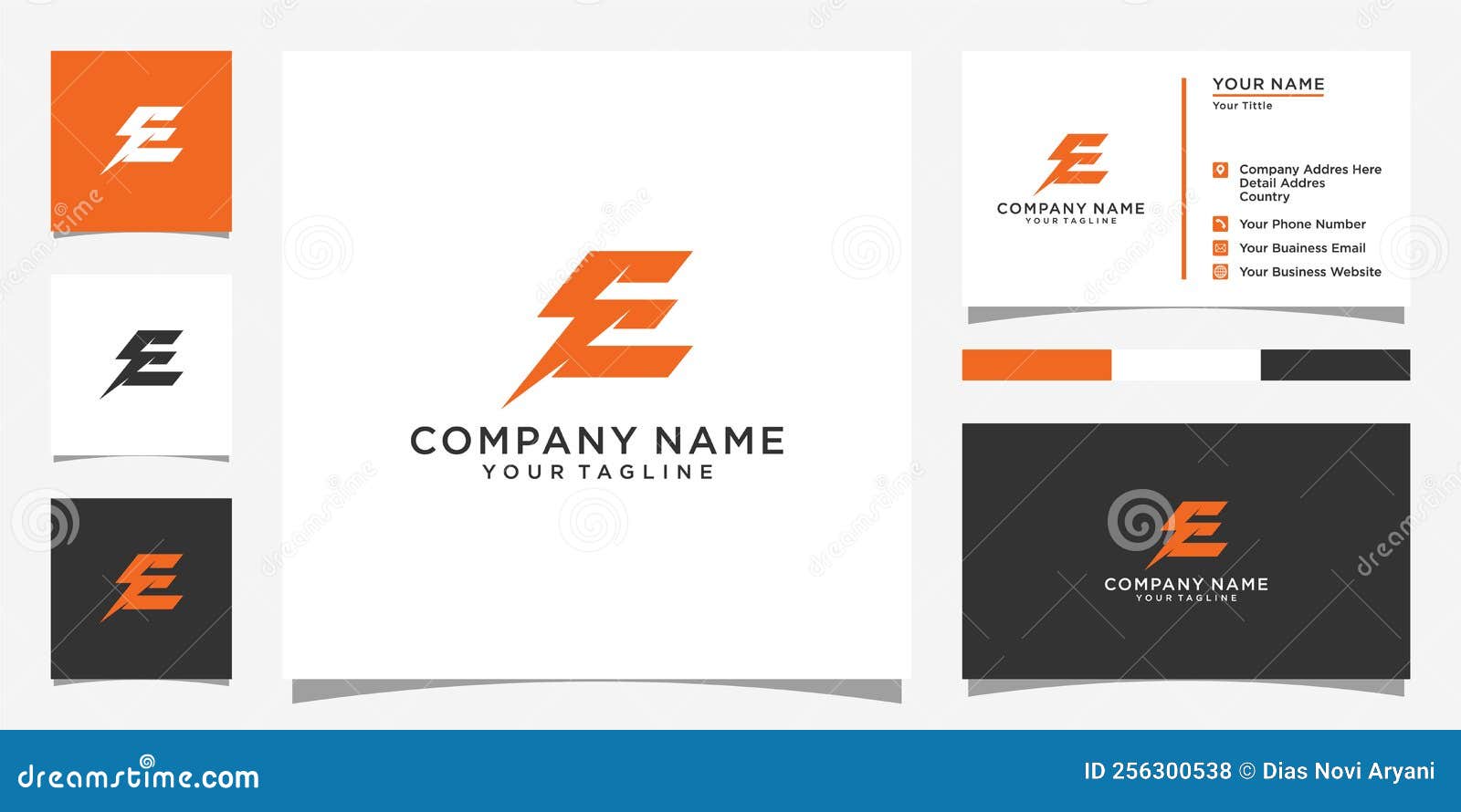 Initial Letter E with Lightning Bolt Logo Vector Design Stock Vector ...