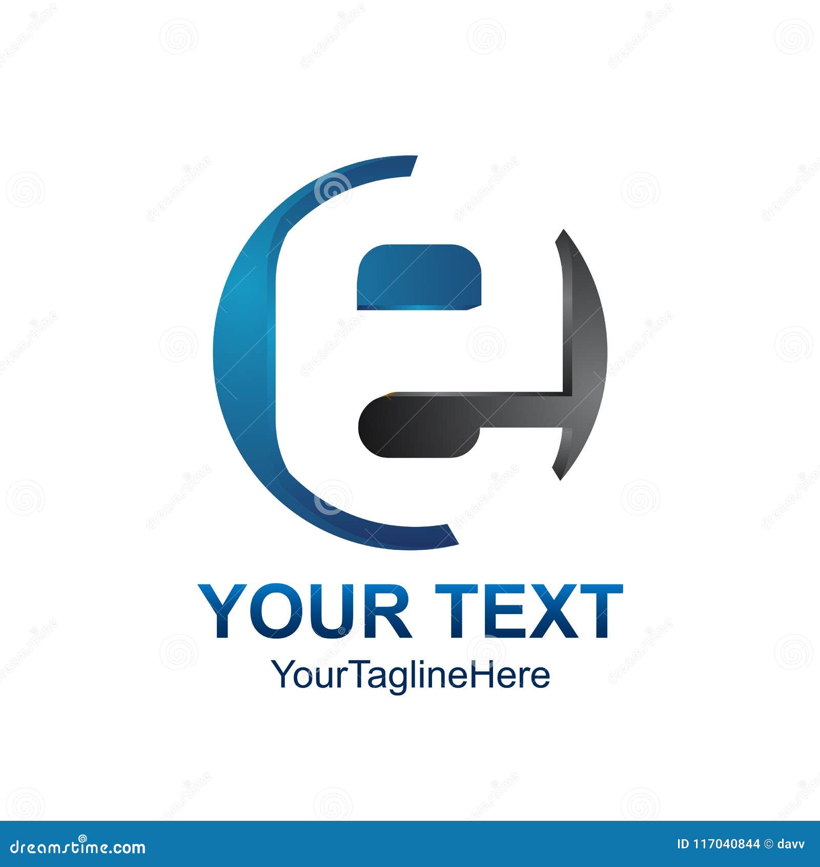 Initial Letter E Logo Template Colored Grey Blue Circle Negative Stock ...