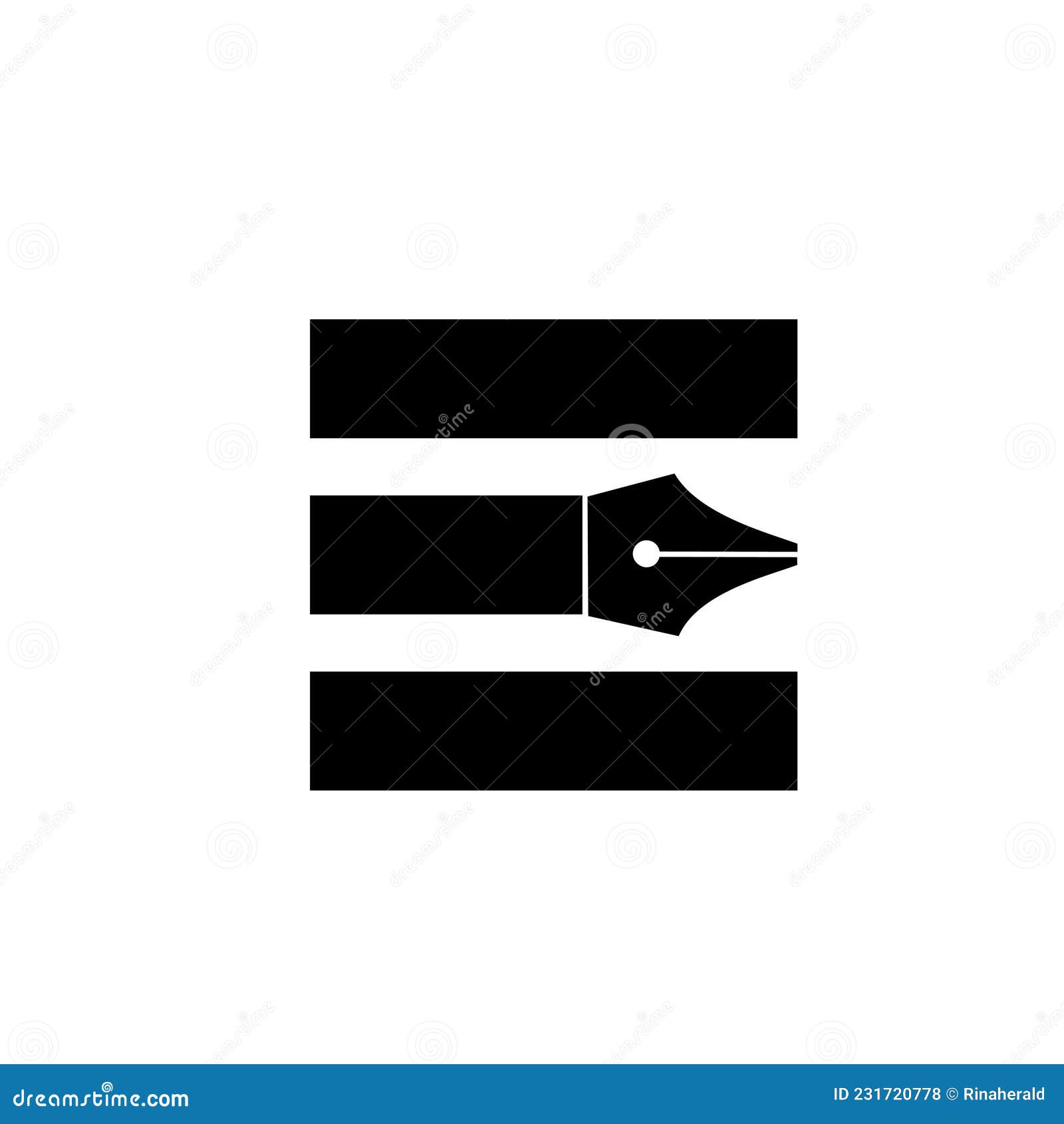 Initial Letter E Pen Nib Black Vector Logo Design Stock Illustration ...