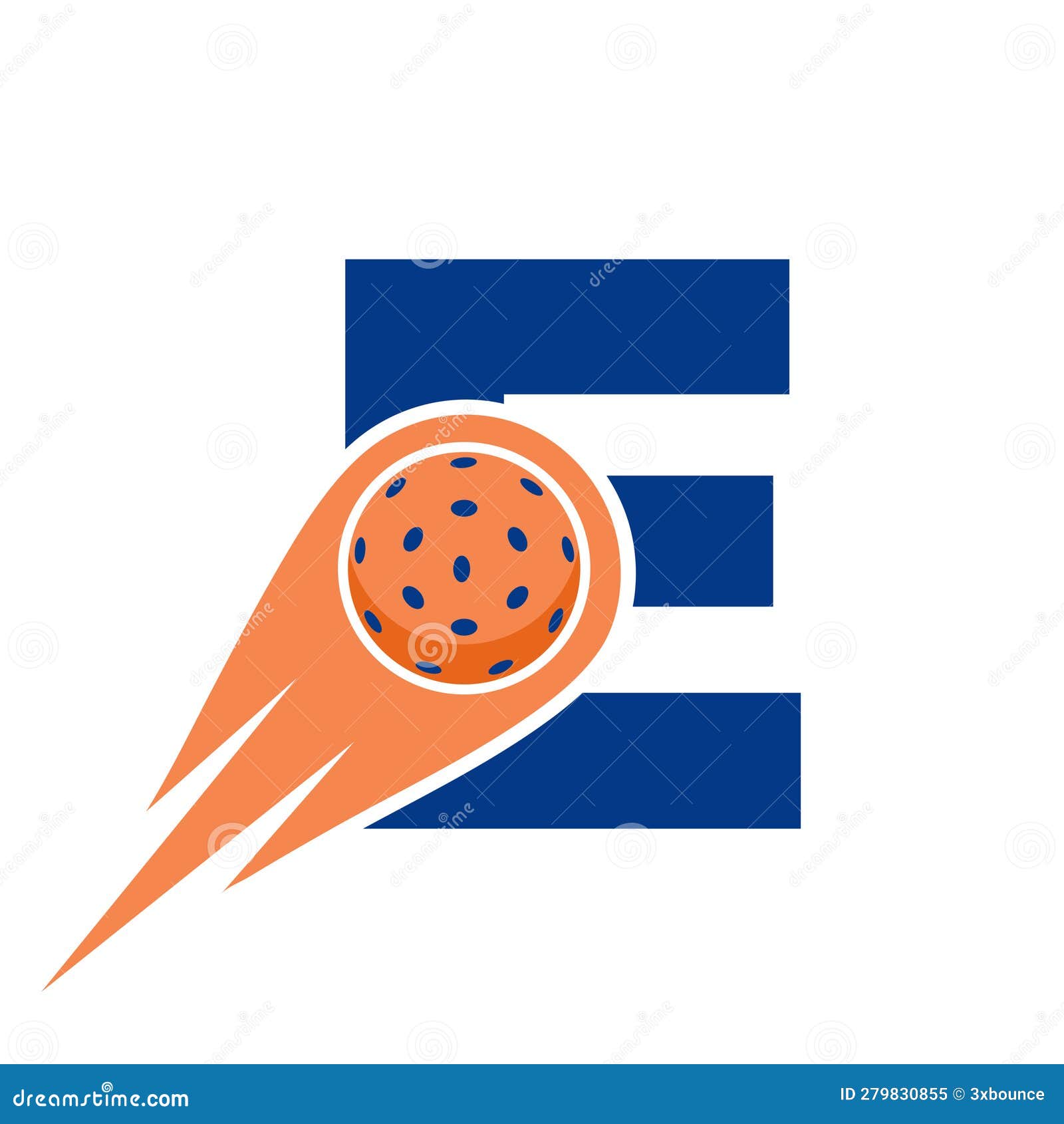 Initial Letter E Pickleball Logo Concept with Moving Pickleball Symbol ...