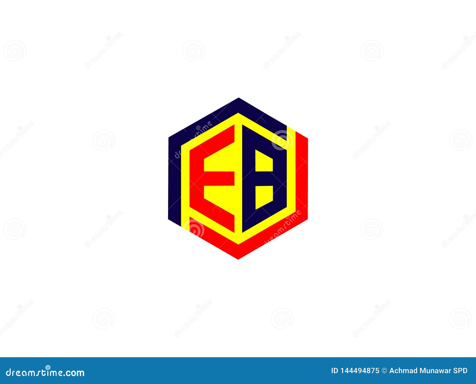 Initial Letter EB on Hexagonal Design Logo Vector Graphic Branding ...