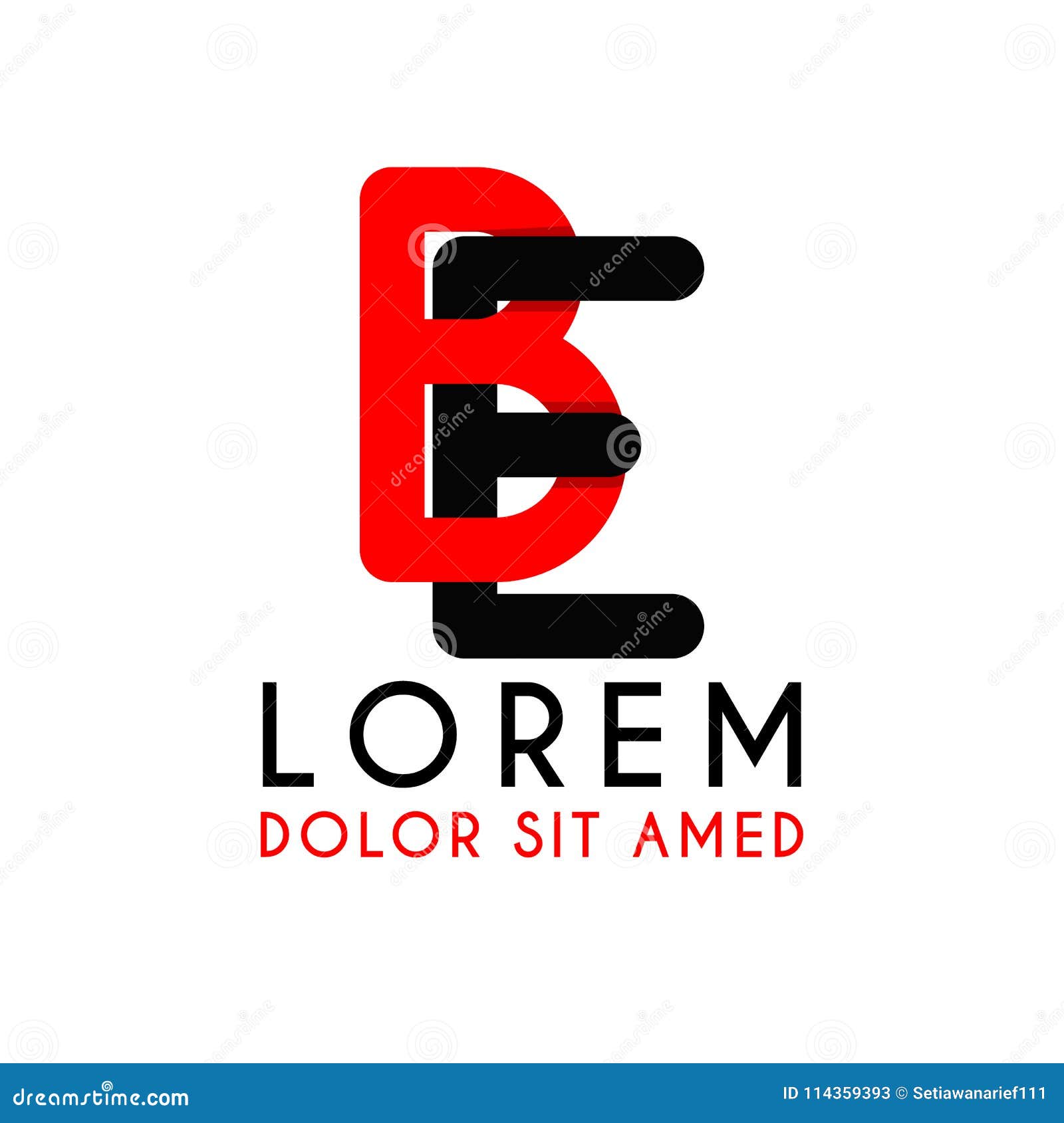 Initial Letter EB with Red Black and Has Rounded Corners Stock Vector ...