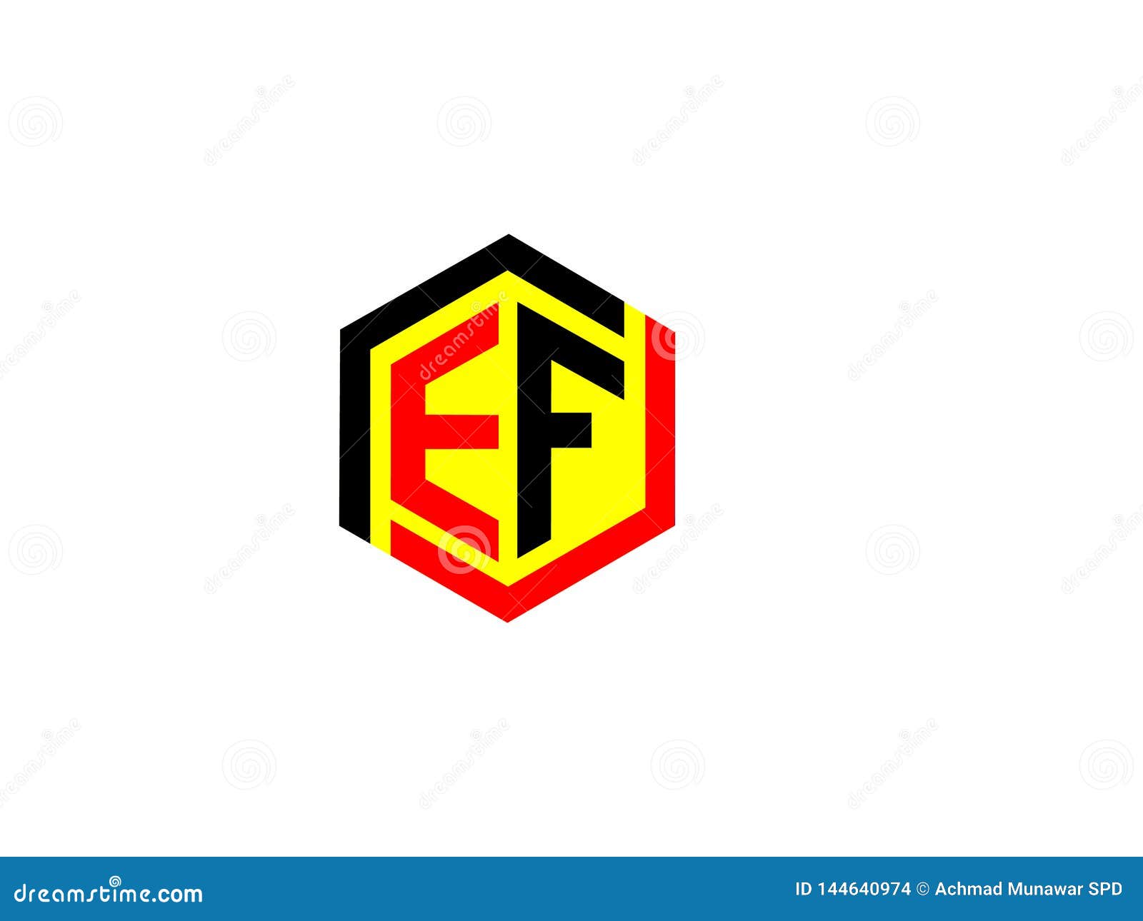 Initial Letter EF on Hexagonal Design Logo Vector Graphic Branding ...