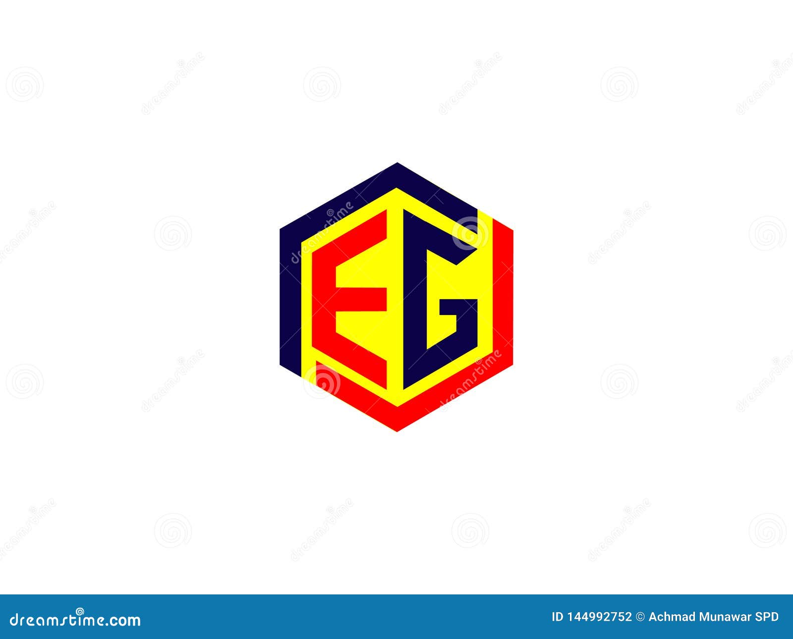 Initial Letter EG on Hexagonal Design Logo Vector Graphic Branding ...