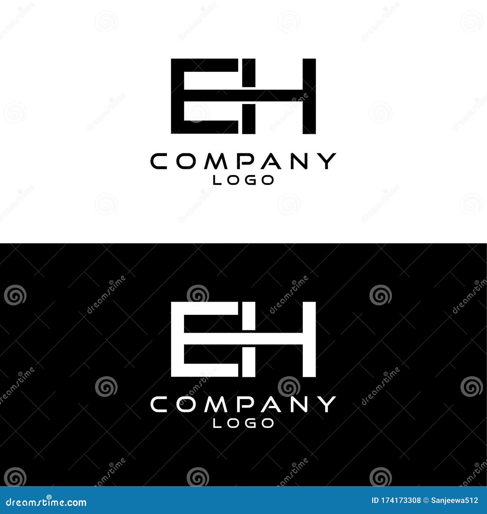 Initial Letter Eh He Logotype Company Name Logo Design Template Vector Stock Vector