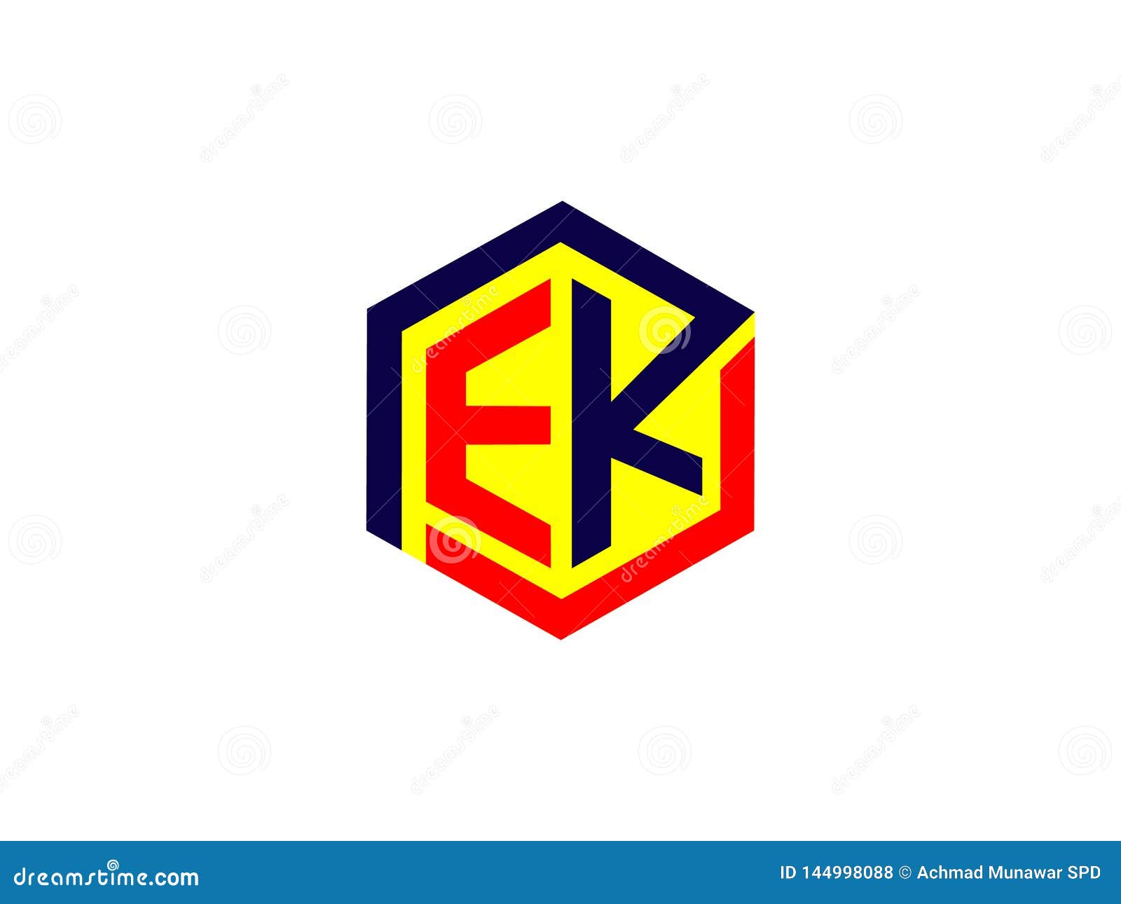 Initial Letter EK on Hexagonal Design Logo Vector Graphic Branding ...