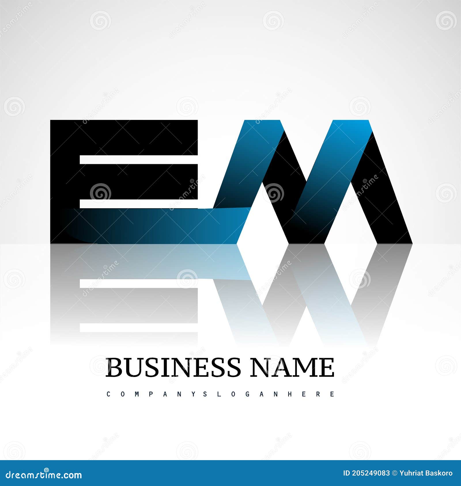 Initial Letter EM Uppercase Modern and Simple Logo Linked Blue and ...