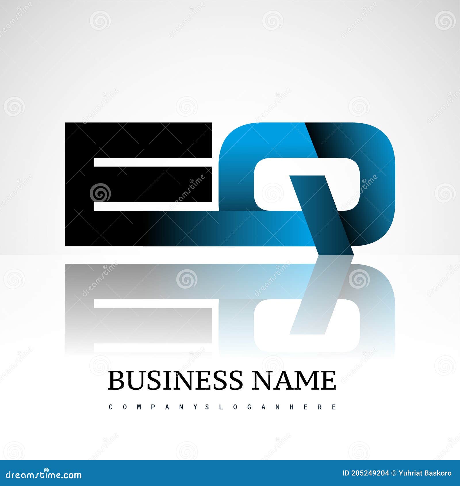 Initial Letter EQ Uppercase Modern and Simple Logo Linked Blue and ...