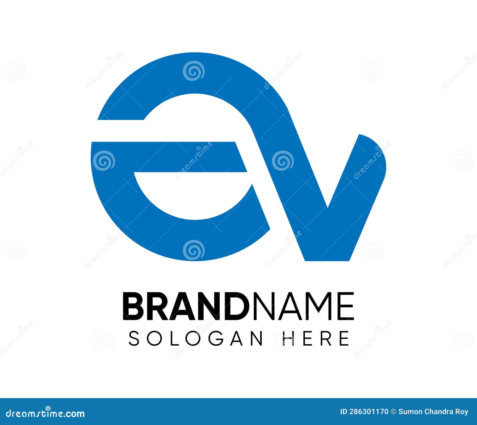 Initial Letter EV Logo Template Design Vector Illustration Blue ...