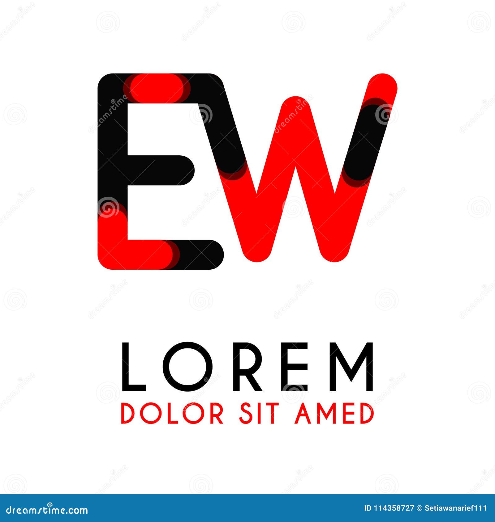 Initial Letter EW with Red Black and Has Rounded Corners Stock Vector ...