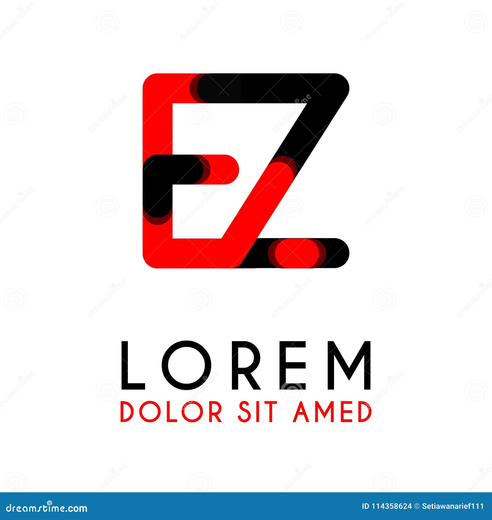 Initial Letter EZ with Red Black and Has Rounded Corners Stock Vector ...