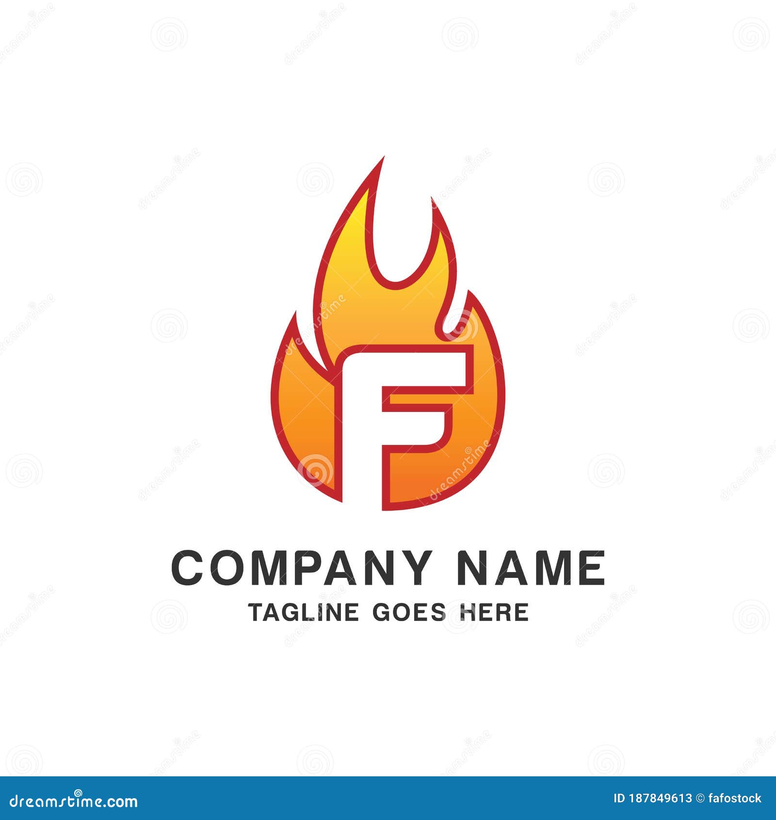 Initial Letter F with Flame Fire Logo Design Template Stock Vector ...
