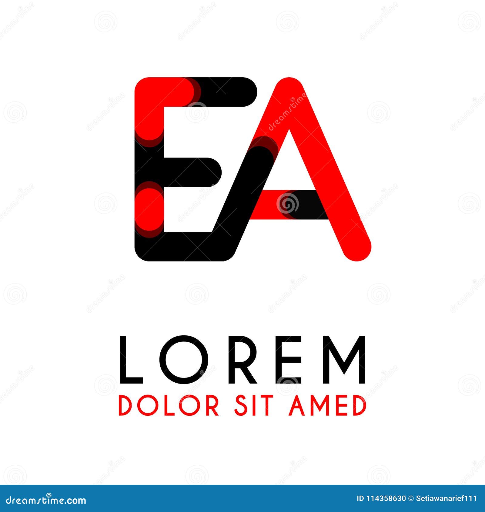 Initial Letter FA with Red Black and Has Rounded Corners Stock Vector ...